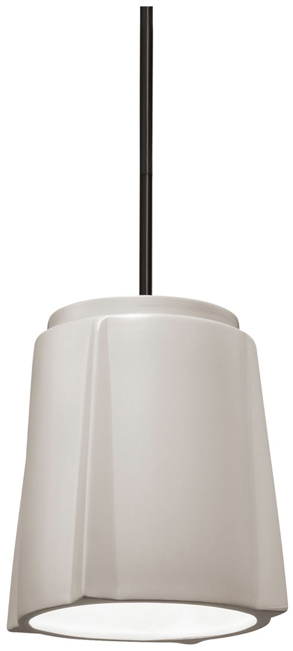 Radiance 8" Wide Matte Black Matte White Compass Stemmed LED Pendant ...