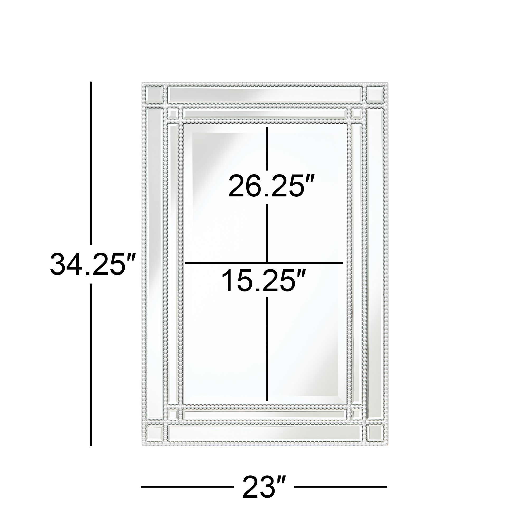 Ravalli Silver 23" x 34 1/4" Beaded Wall Mirror - #8J254 | Lamps Plus