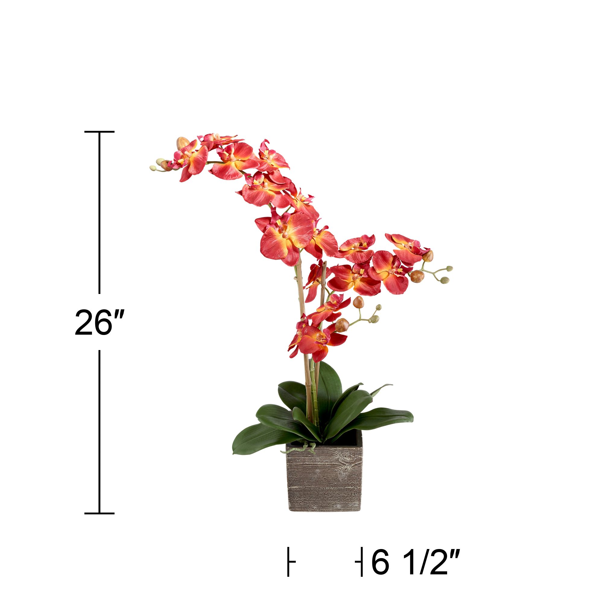 Red Orchid 26" High Silk Potted Plant - #9P354 | Lamps Plus