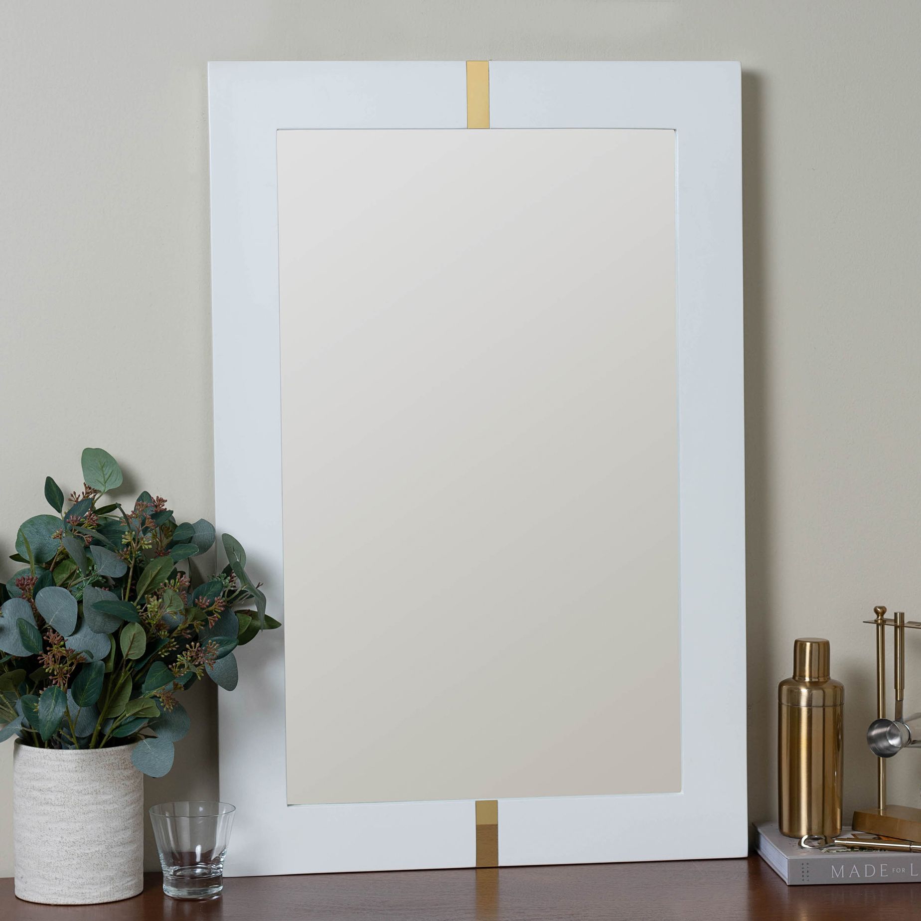 Reeves Glossy White 24" x 36" Rectangular Wall Mirror - #526T2 | Lamps Plus
