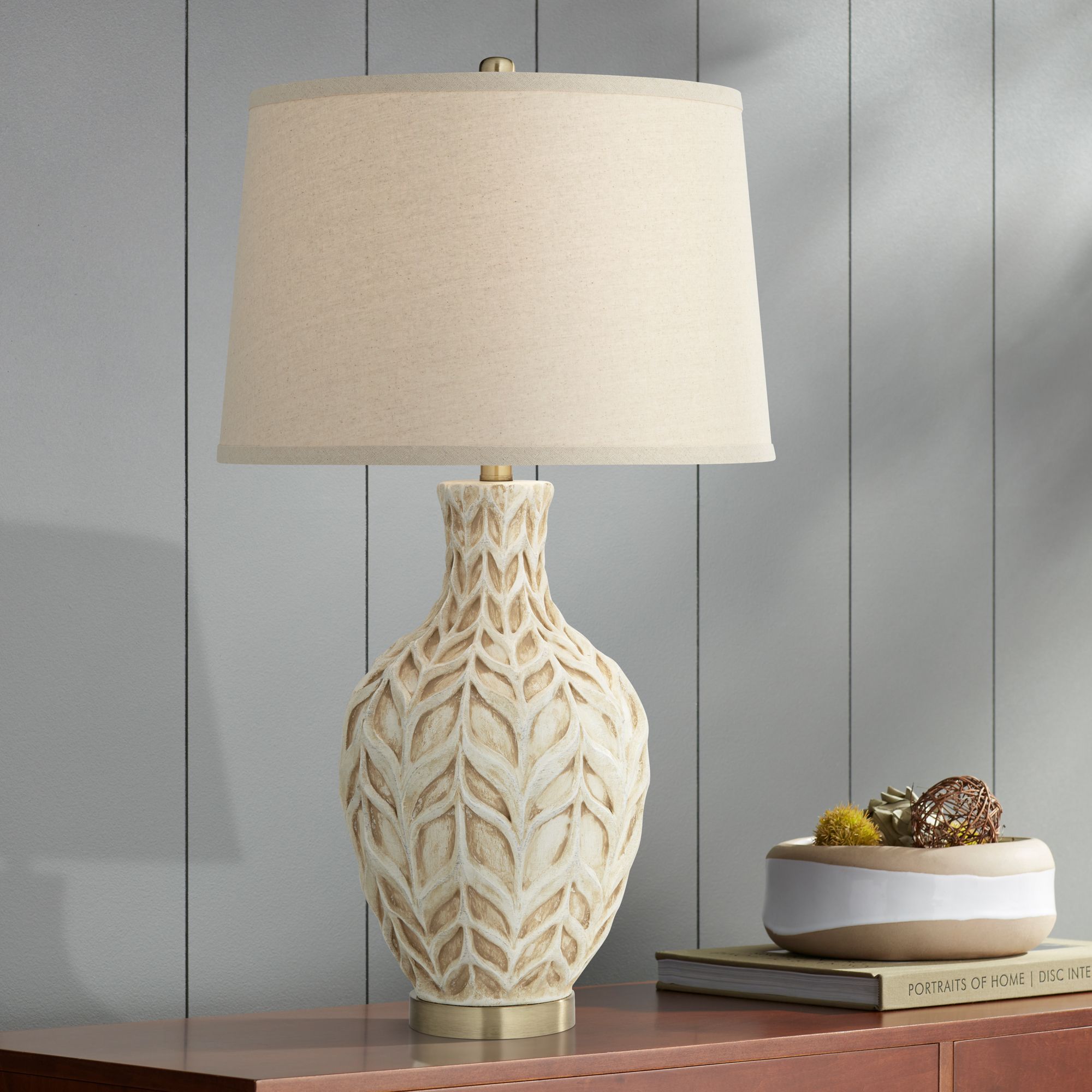 Regency Hill Havana 29 1/2" High Eggshell Vine and Leaf Table Lamp ...