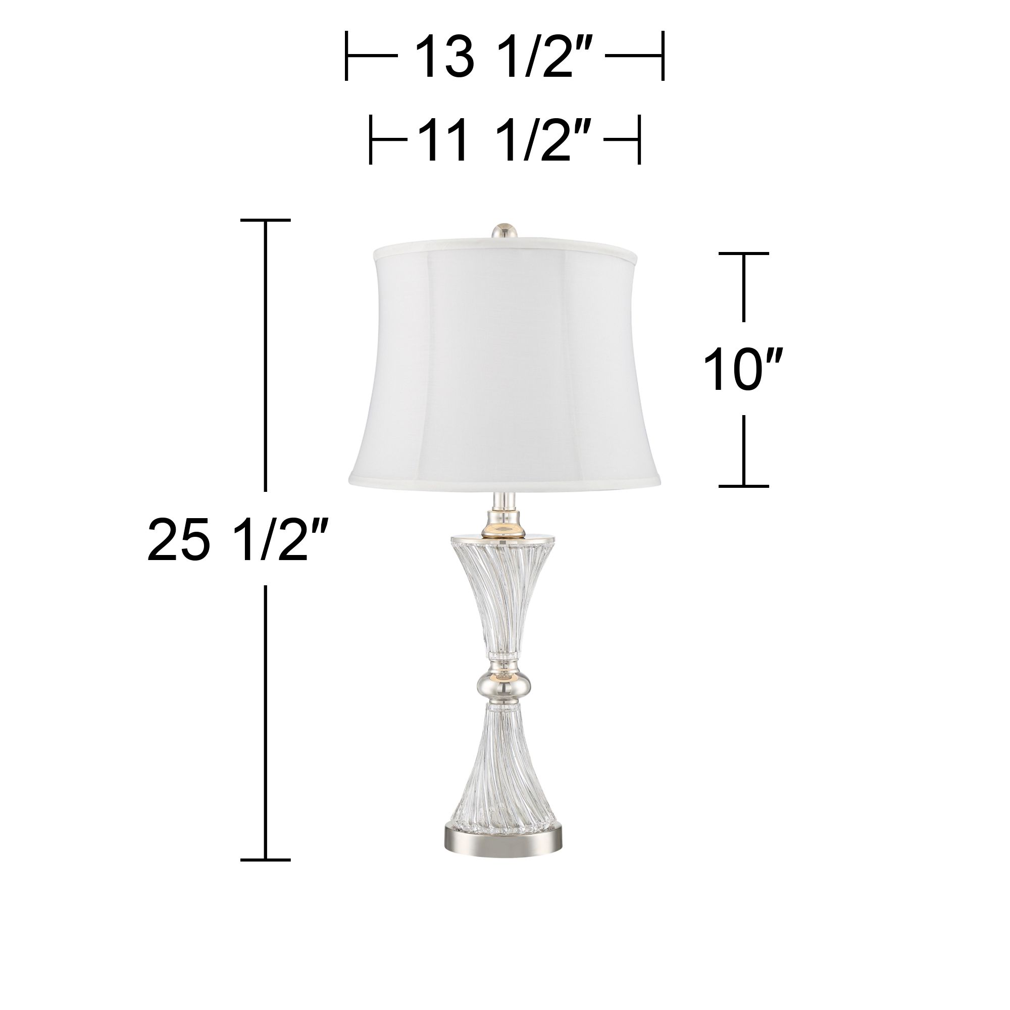 Regency Hill Luca Chrome and Glass White Shade USB Table Lamps Set of 2 ...