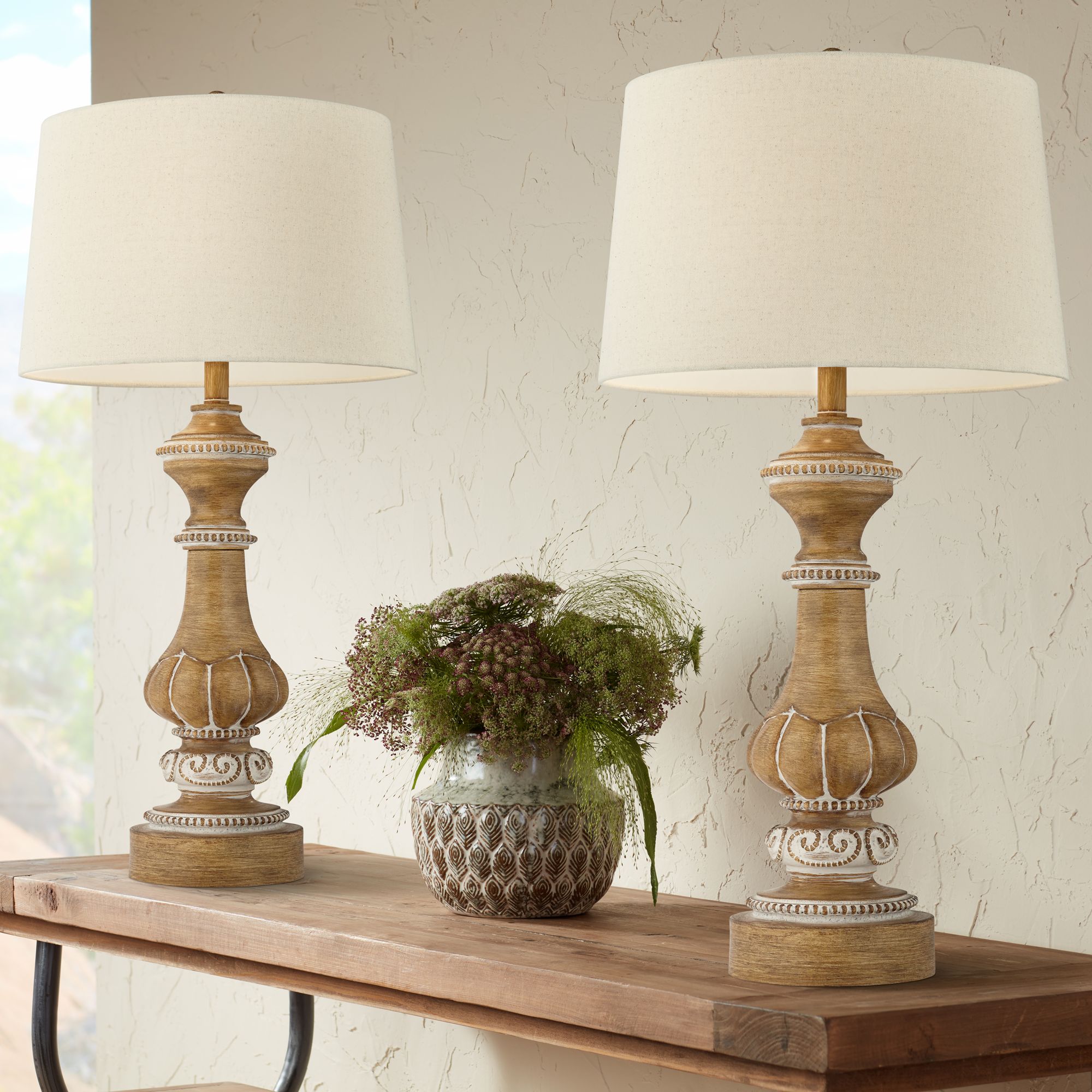 Regency Hill Sienna Rustic Candlestick Table Lamps Set of 2 - #303K2 ...