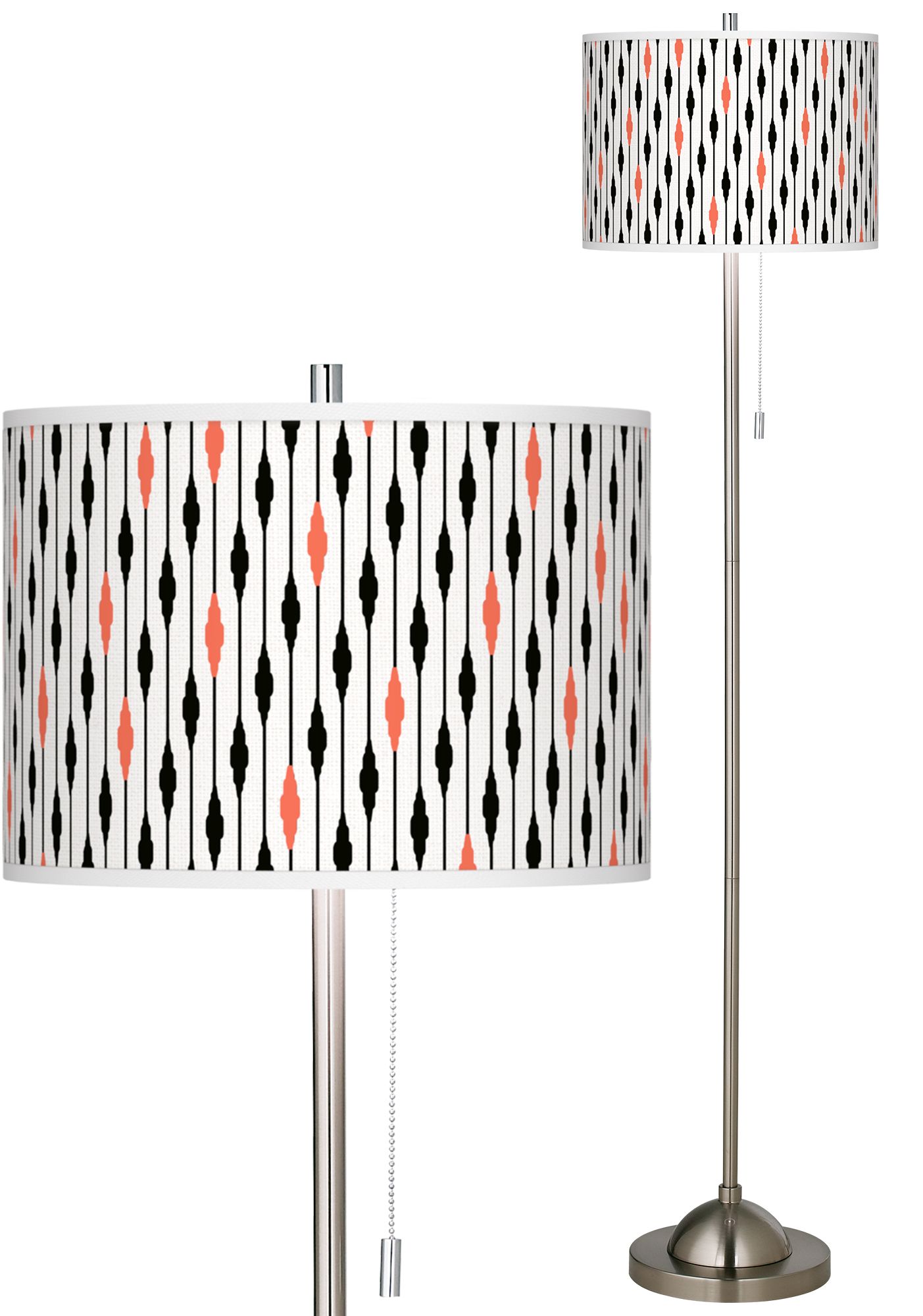 Retro Lines Brushed Nickel Pull Chain Floor Lamp - #84N16 | Lamps Plus