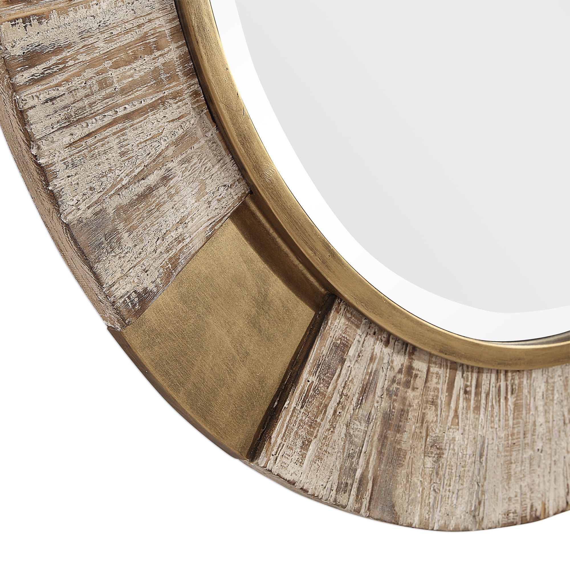 Reuben Gold and White 40" Round Oversized Wall Mirror - #80C30 | Lamps Plus