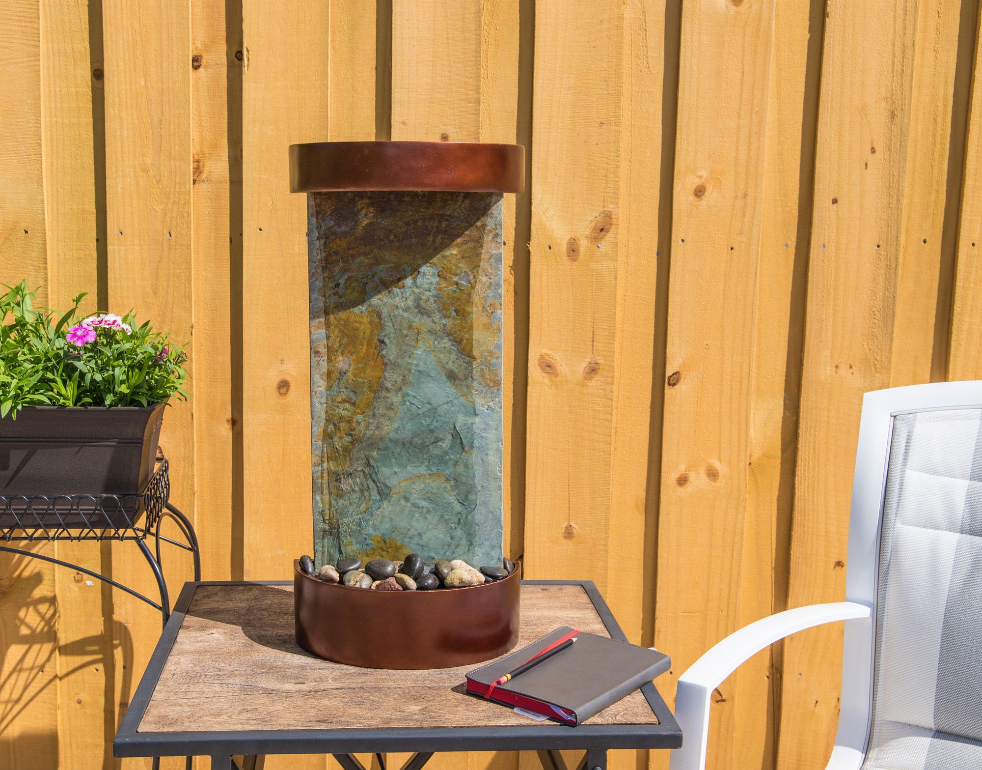 Riverbed 25" High Slate and Copper Outdoor LED Wall Fountain - #66K59 ...