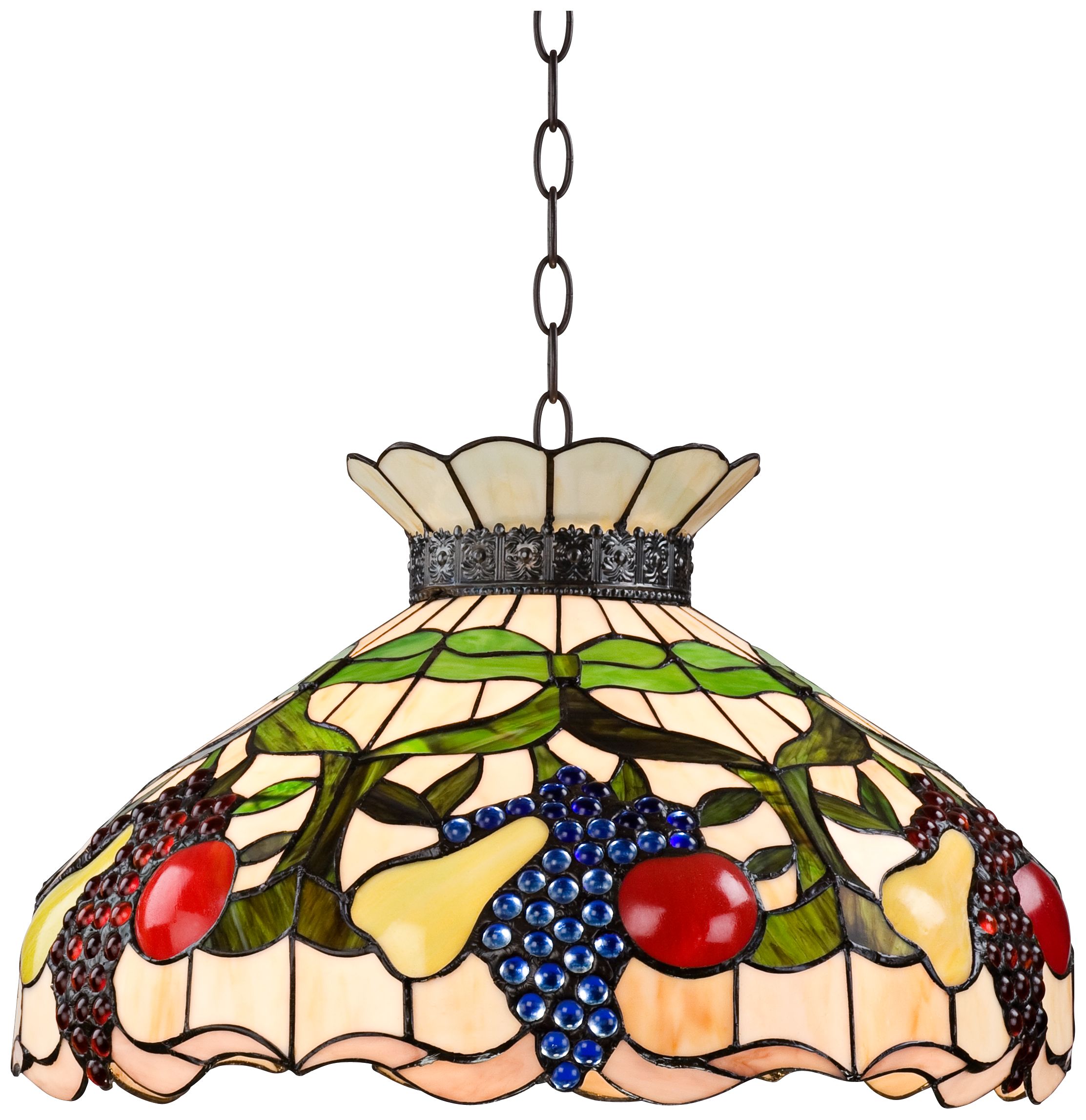 Ripe Fruit 3 Light Tiffany Style Glass Pendant | Shelly Lighting