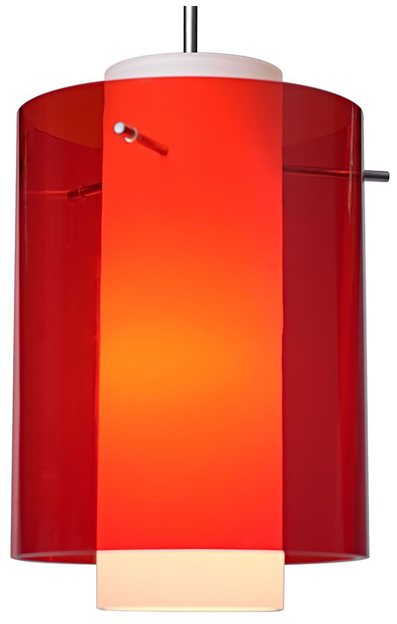 Rome 7.9" LED Chrome Pendant w/ Red & Matte White Glass Shade - #519E7 ...