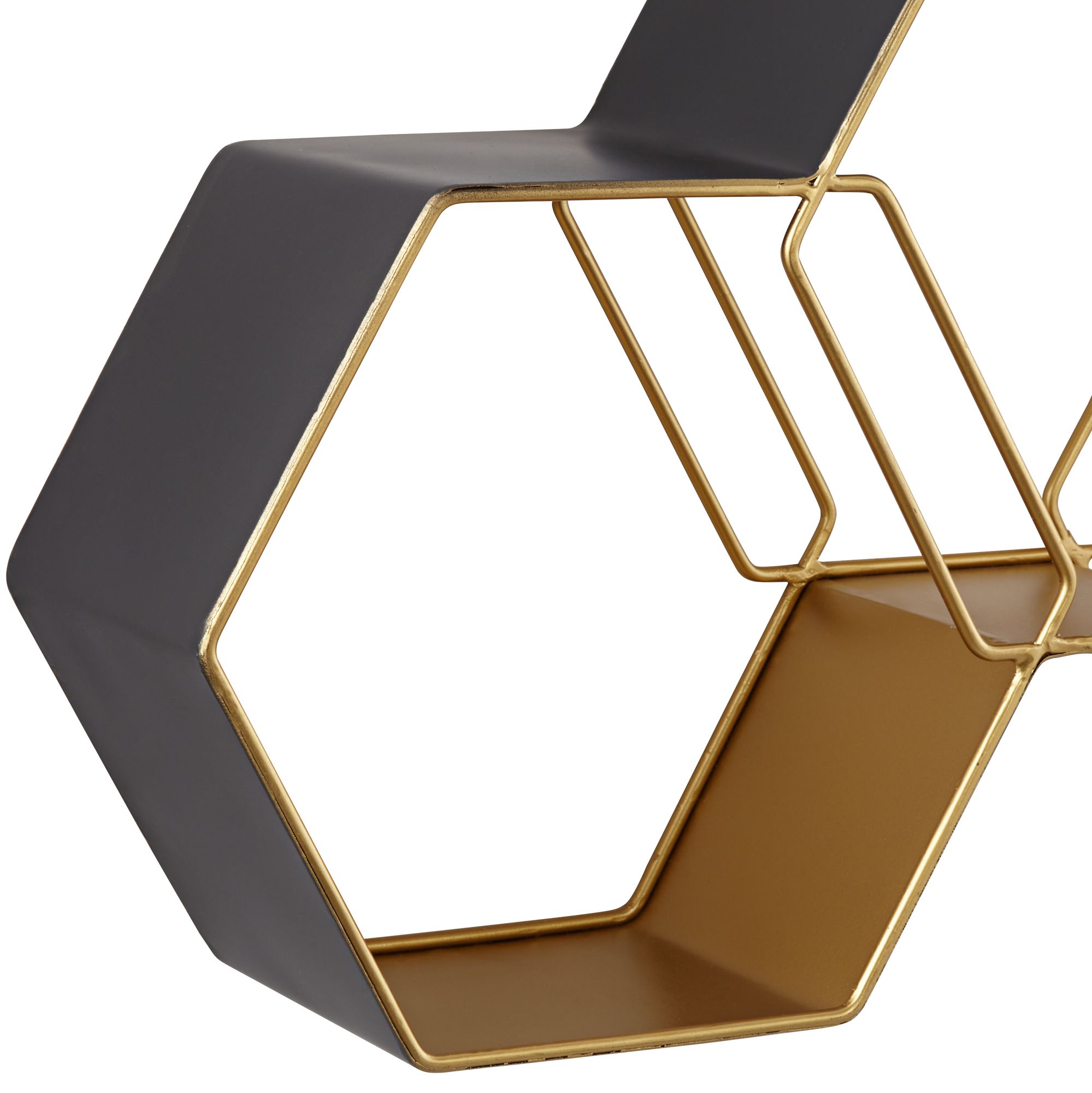 Roscoe Matte Gray and Gold Hexagonal Stack Metal Wall Shelf - #91H15 ...