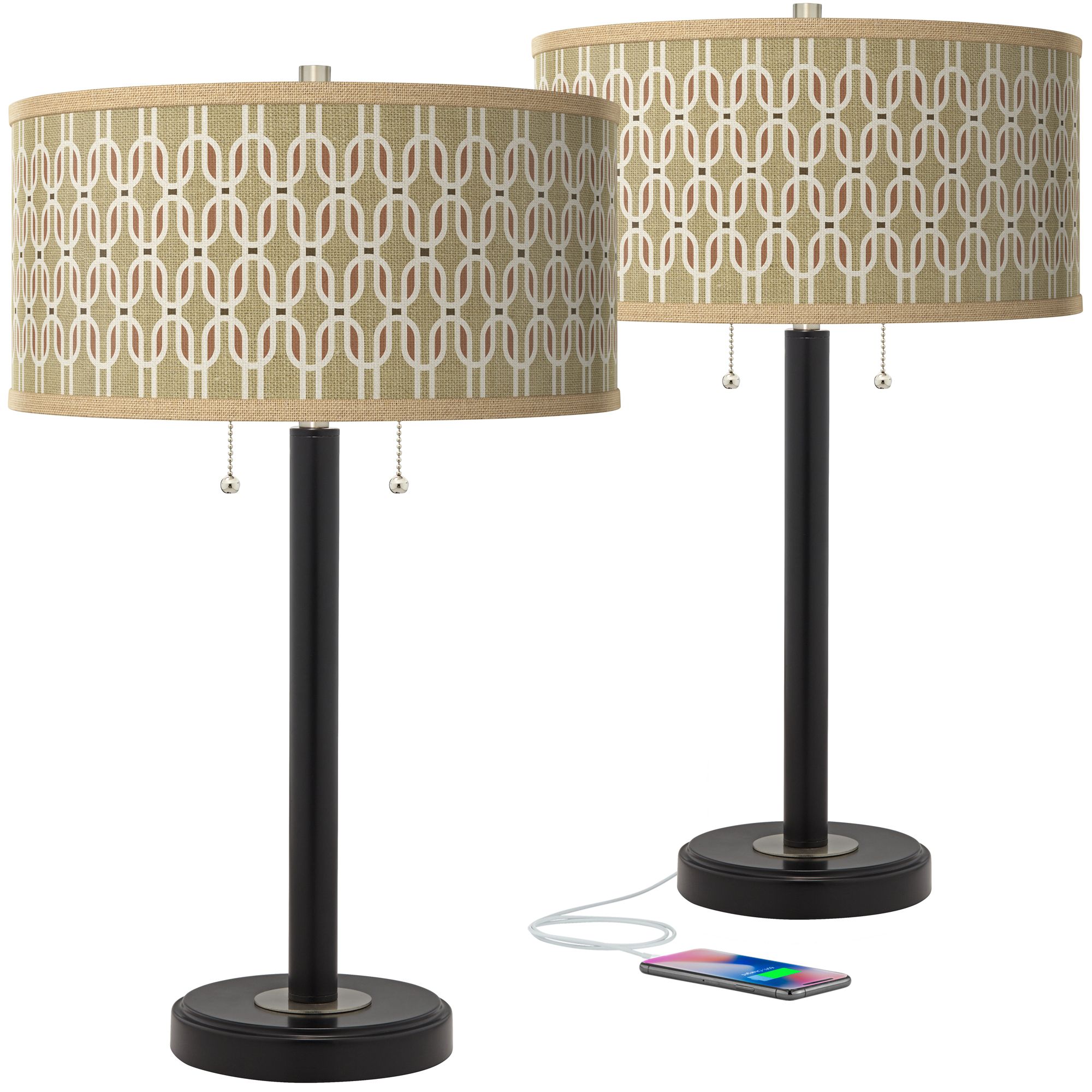 Rustic Mod Arturo Black Bronze USB Table Lamps Set of 2 - #503T3 ...