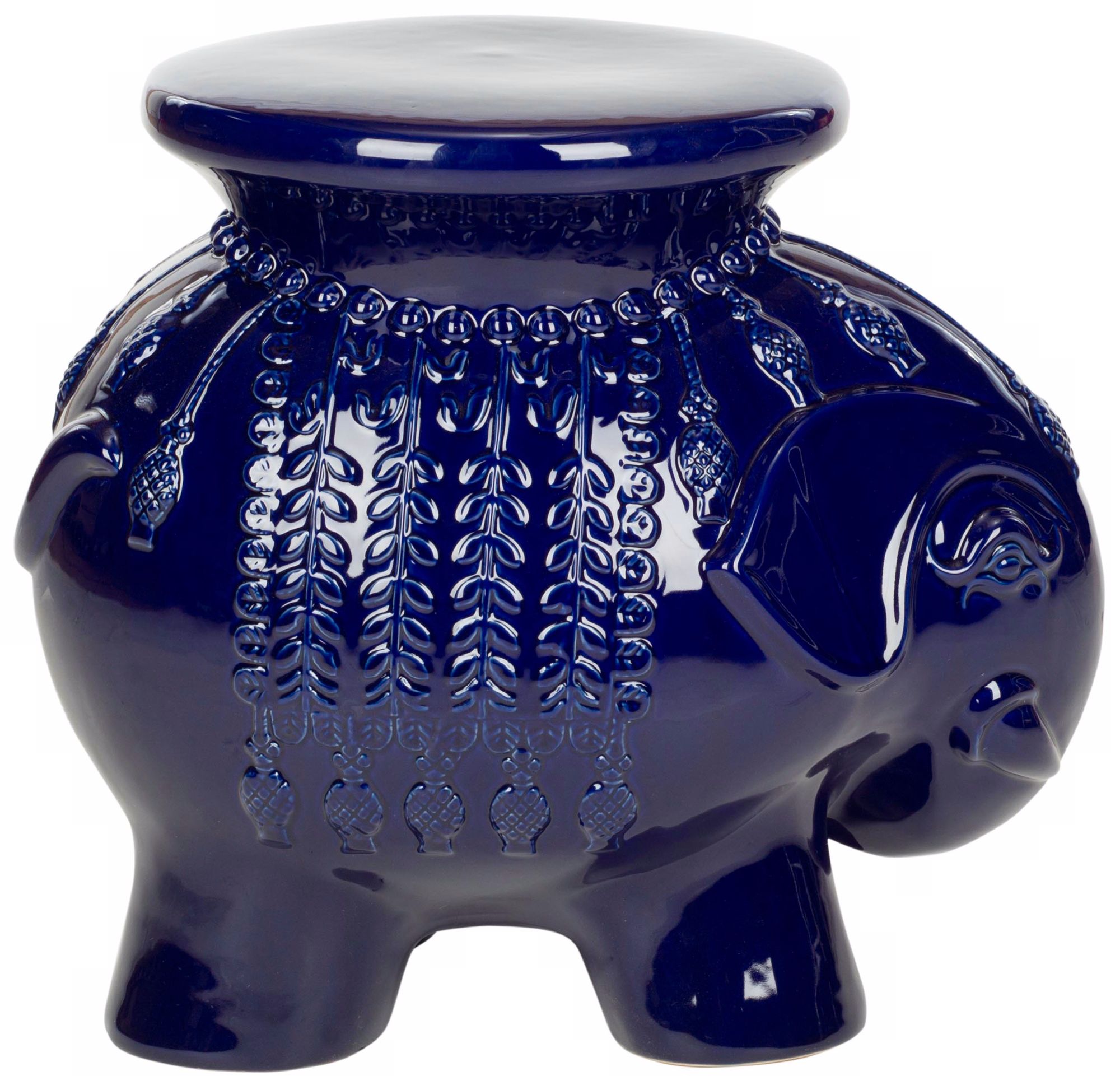 Navy blue ceramic garden stool store
