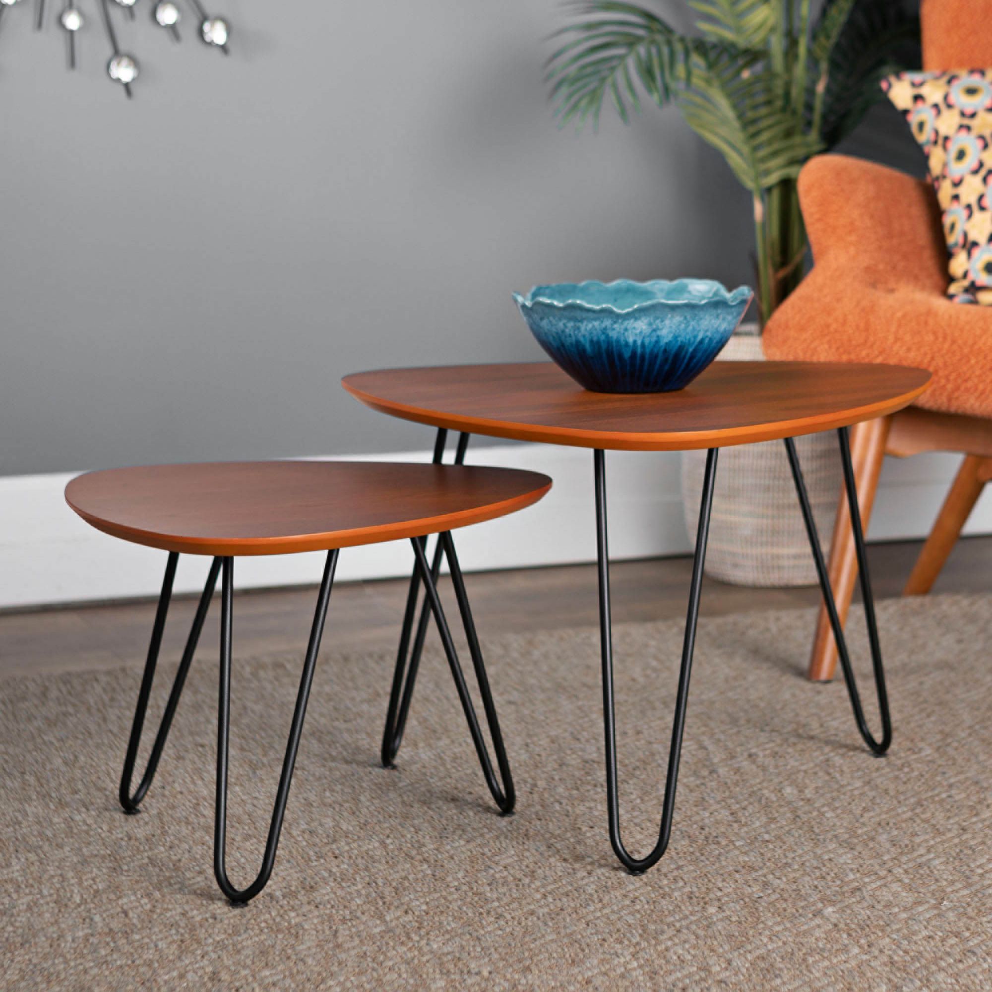 Salish Walnut Wood 2-Piece Modern Nesting Coffee Table Set - #24W38 ...