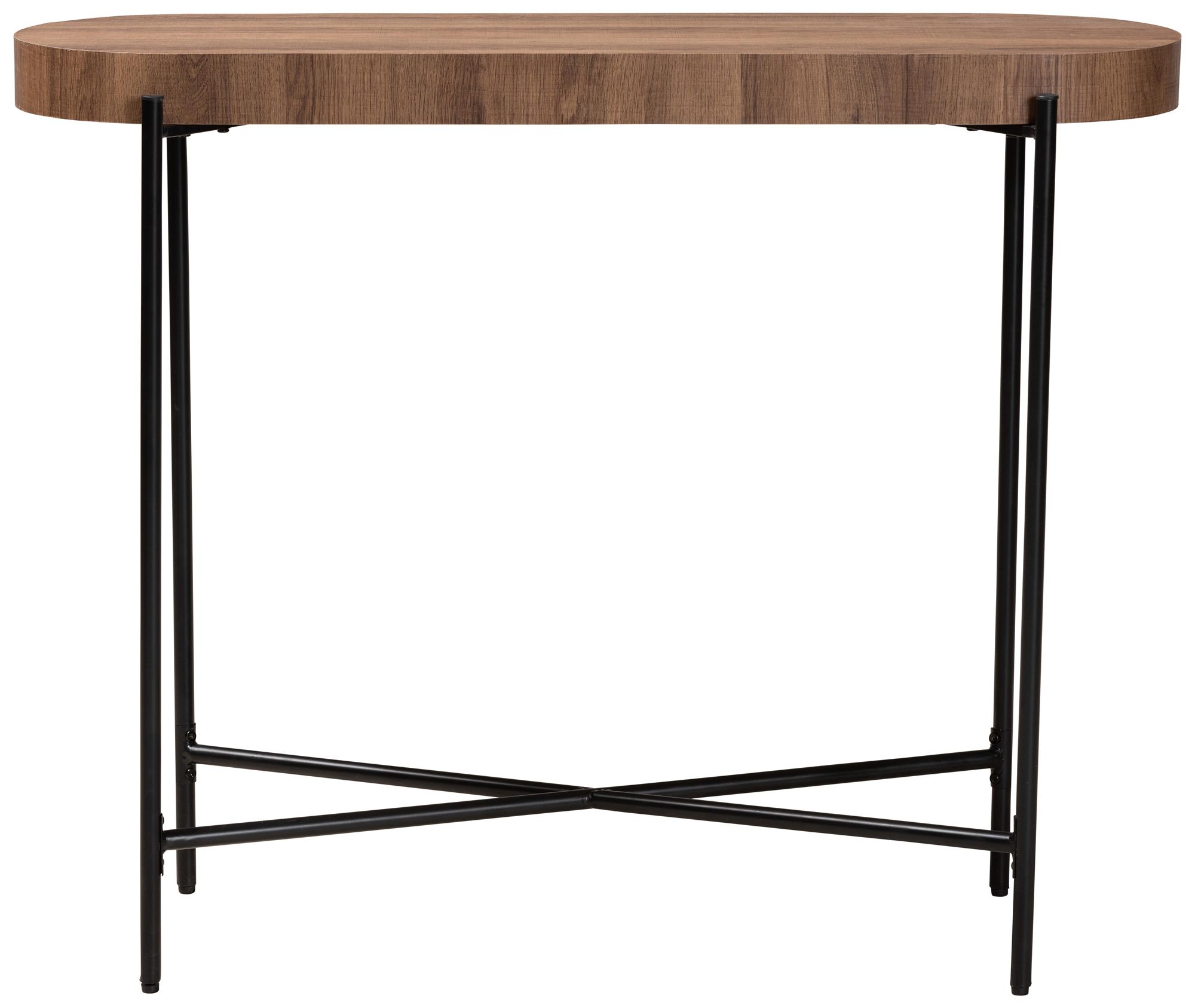 Savion 39 1/2"W Walnut Brown Wood Black Metal Console Table - #3537C ...