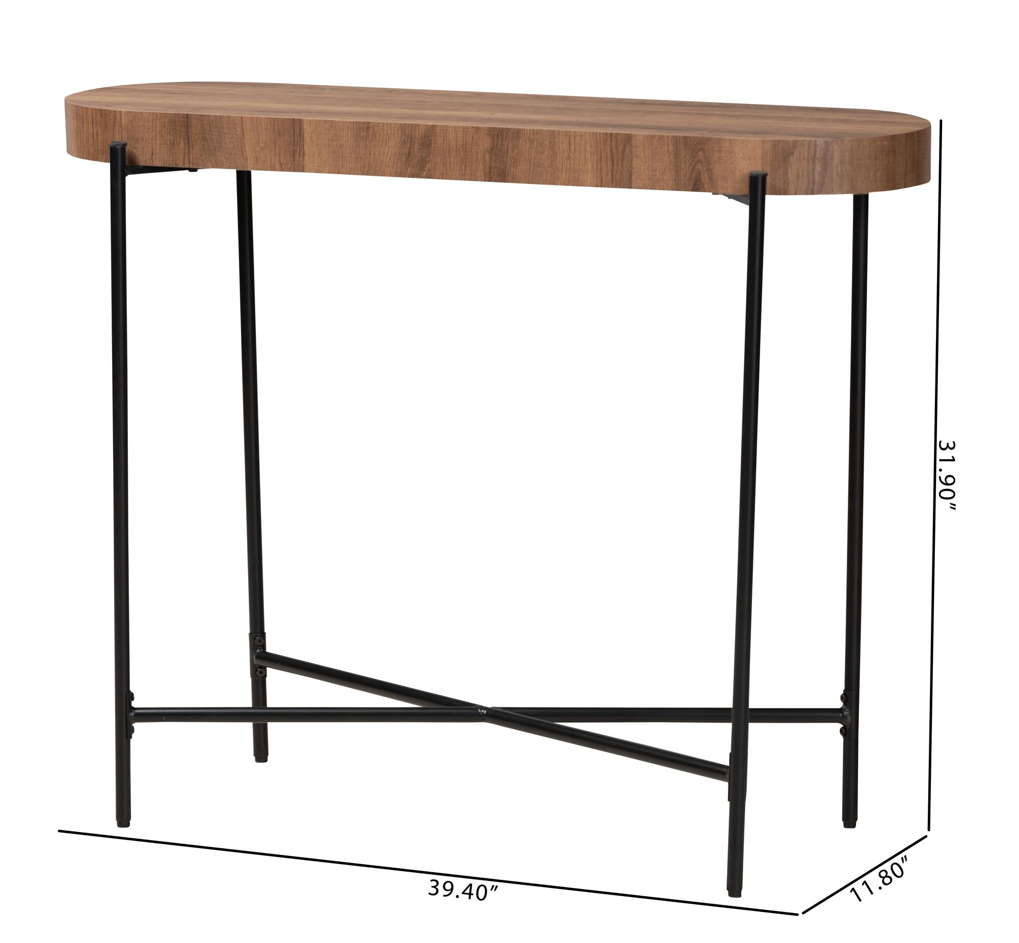 Savion 39 1/2"W Walnut Brown Wood Black Metal Console Table - #3537C | Lamps Plus