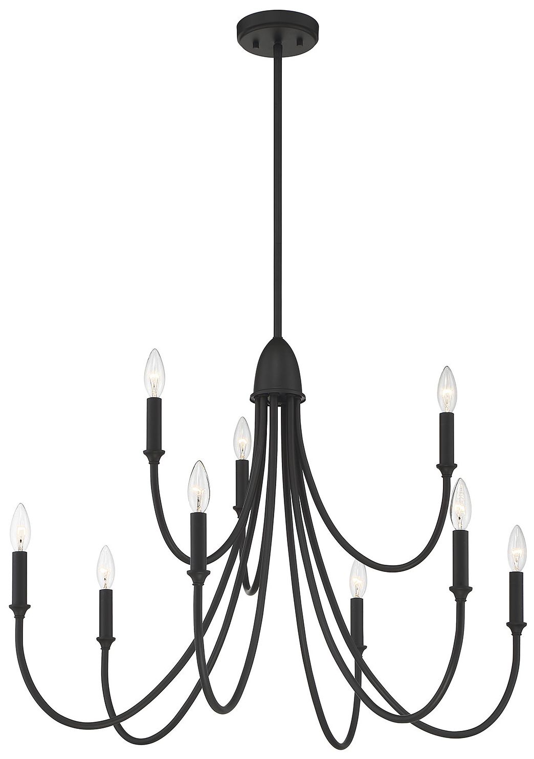 Savoy House Essentials Cameron 35" Wide Matte Black 9-Light Chandelier - #88R13 | Lamps Plus