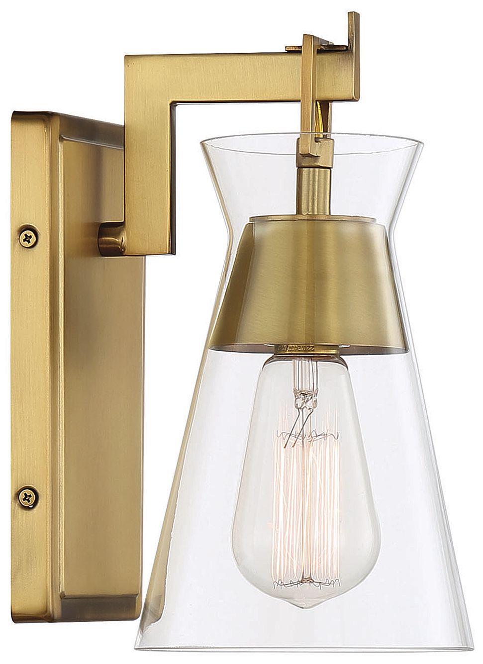 Savoy House Essentials Lakewood 9.5" High Warm Brass 1-Light Wall Scon ...