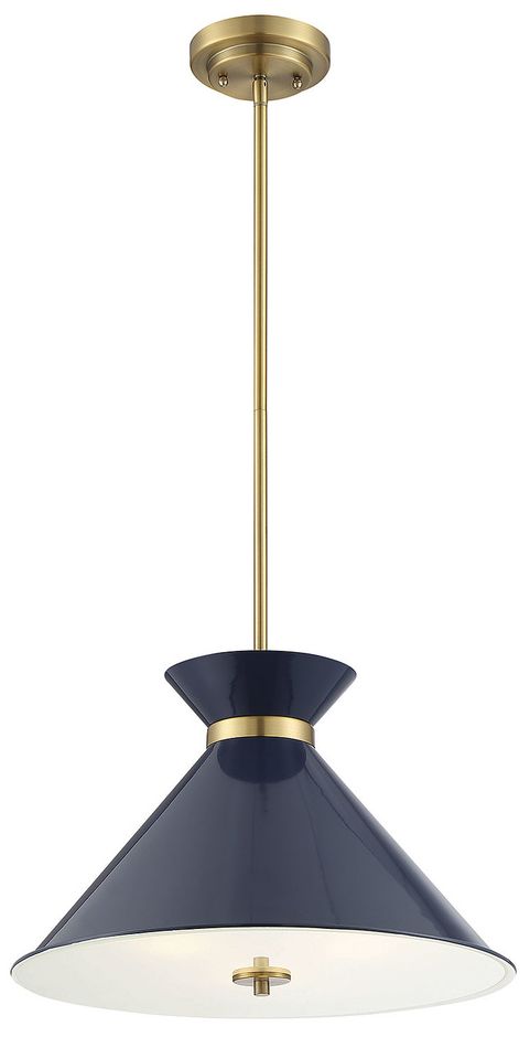 Savoy House Lamar 18" Wide Navy Blue with Brass Accents 3-Light Pendan ...