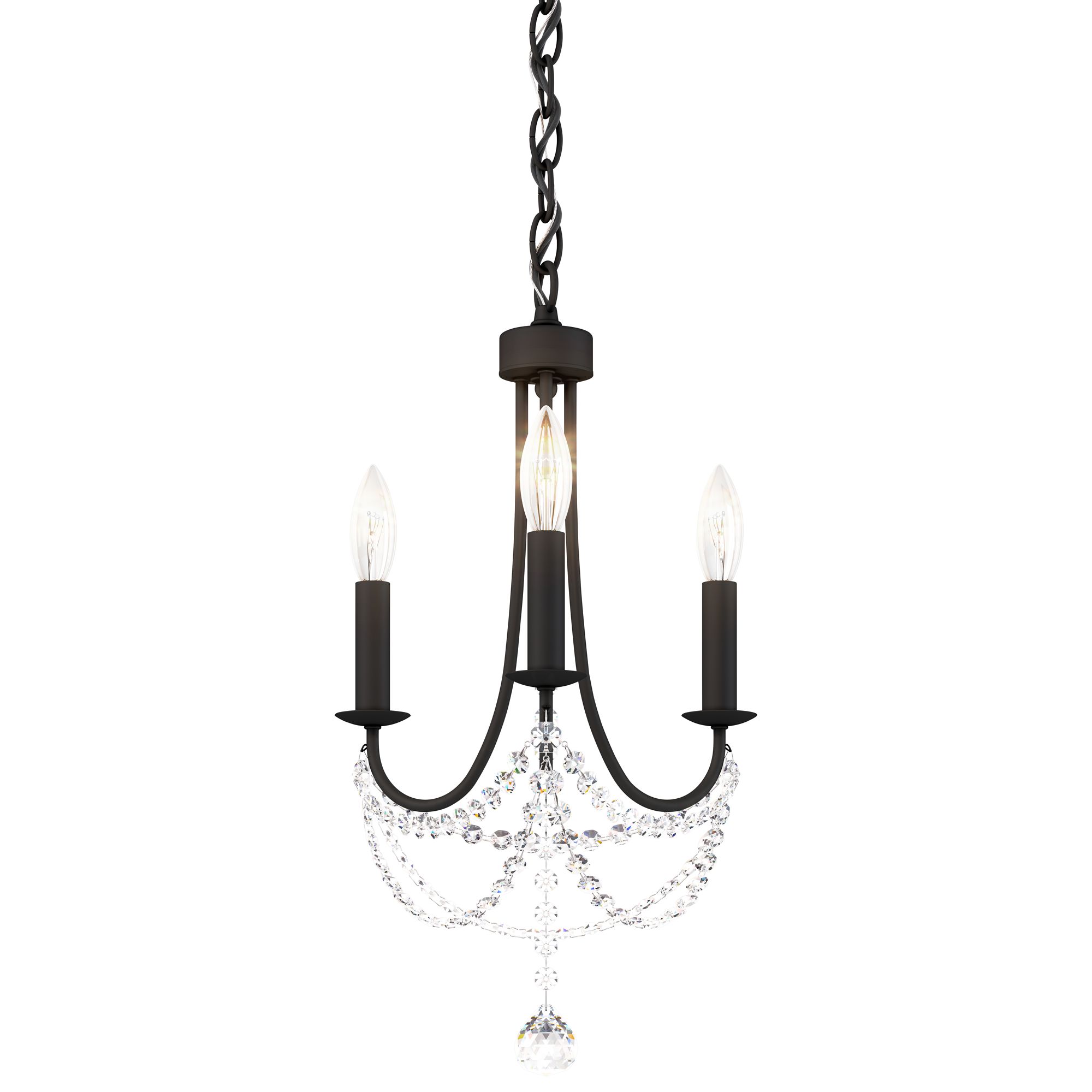 Schonbek Verdana 12" Wide Black 3-Light Mini Pendant Chandelier Light ...