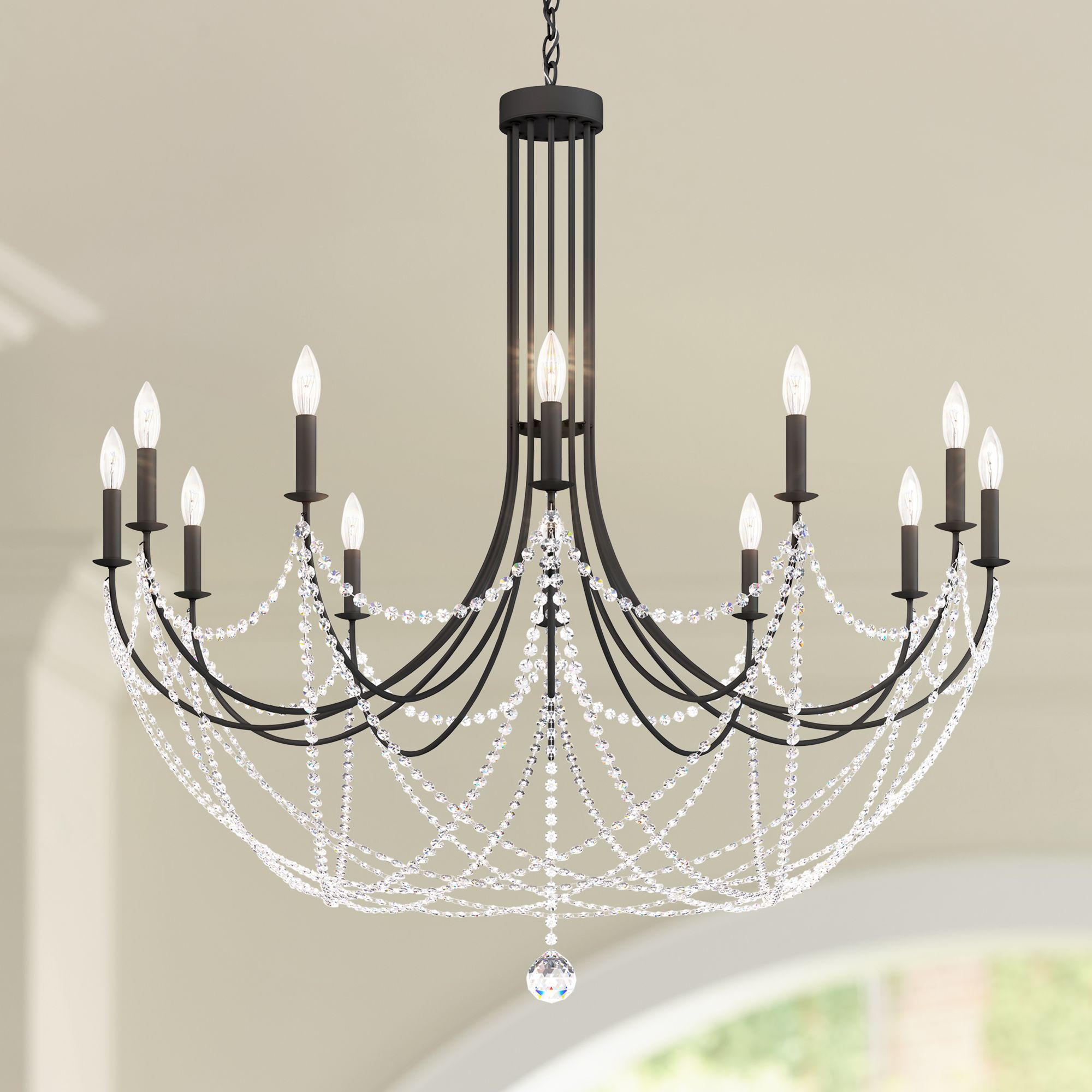 Schonbek Verdana 43" Wide Matte Black 12-Light Pendant Light - #98M56 ...