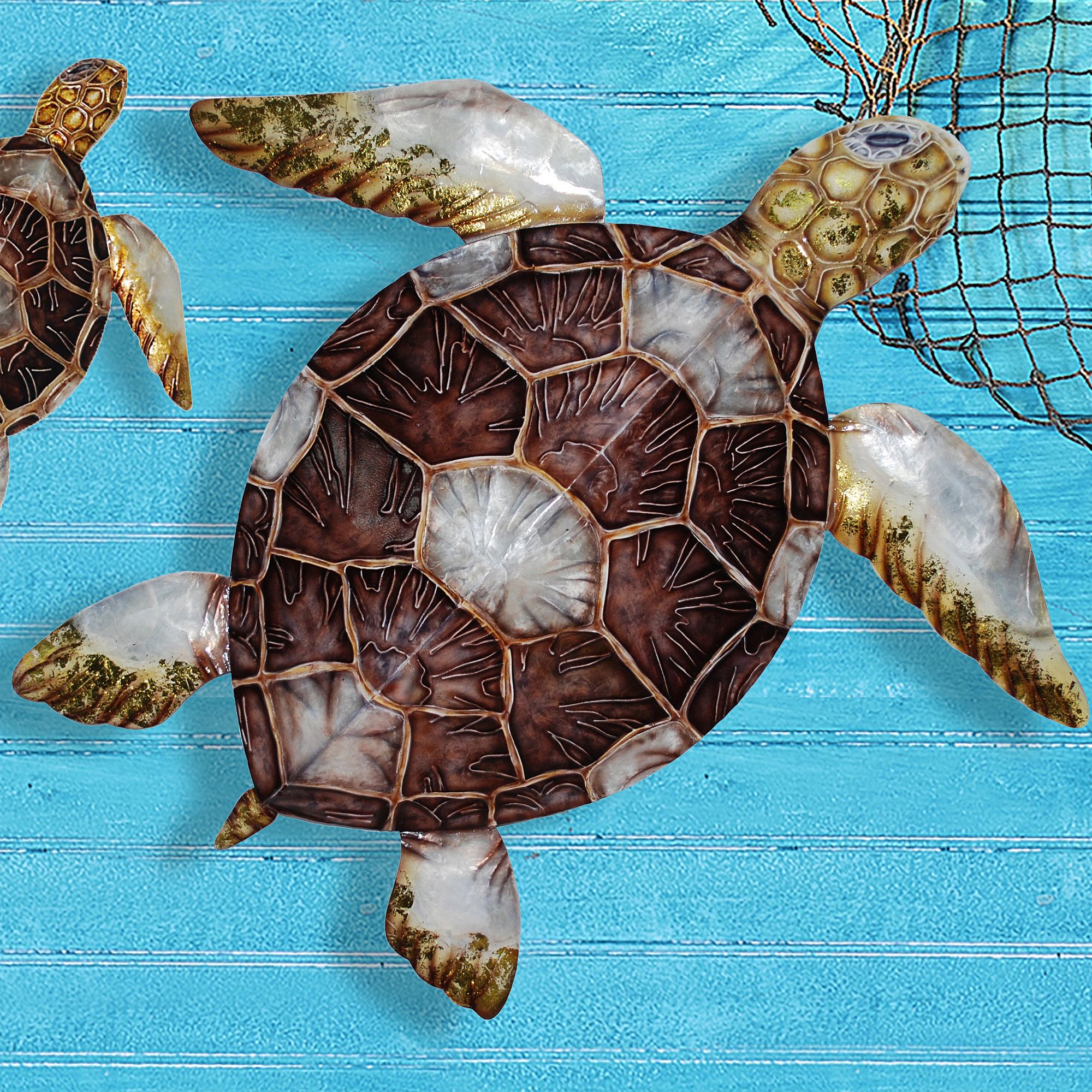 Sea Turtle 11"W Brown Checkered Capiz Shell Wall Decor - #156H0 | Lamps ...