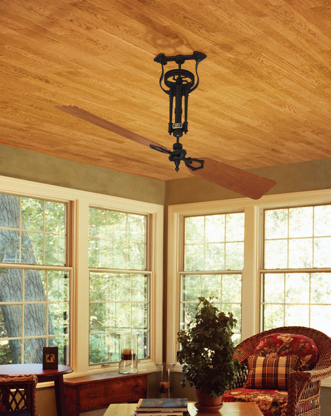 Fanimation Brewmaster Black Long Neck Ceiling Fan - #N1891 | Lamps Plus