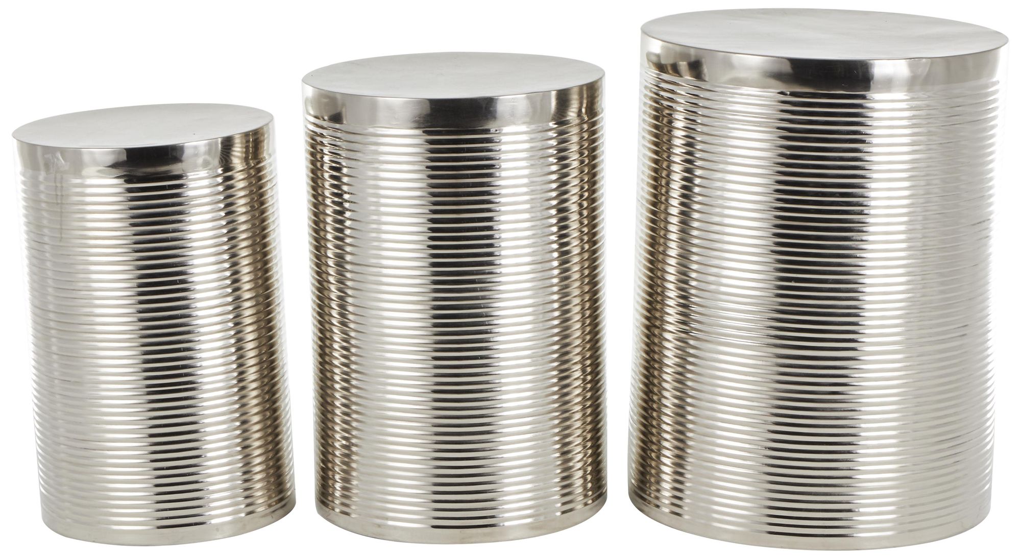 Silver Metal Contemporary Accent Table, S/3 24", 22", 20"H - #0769X ...