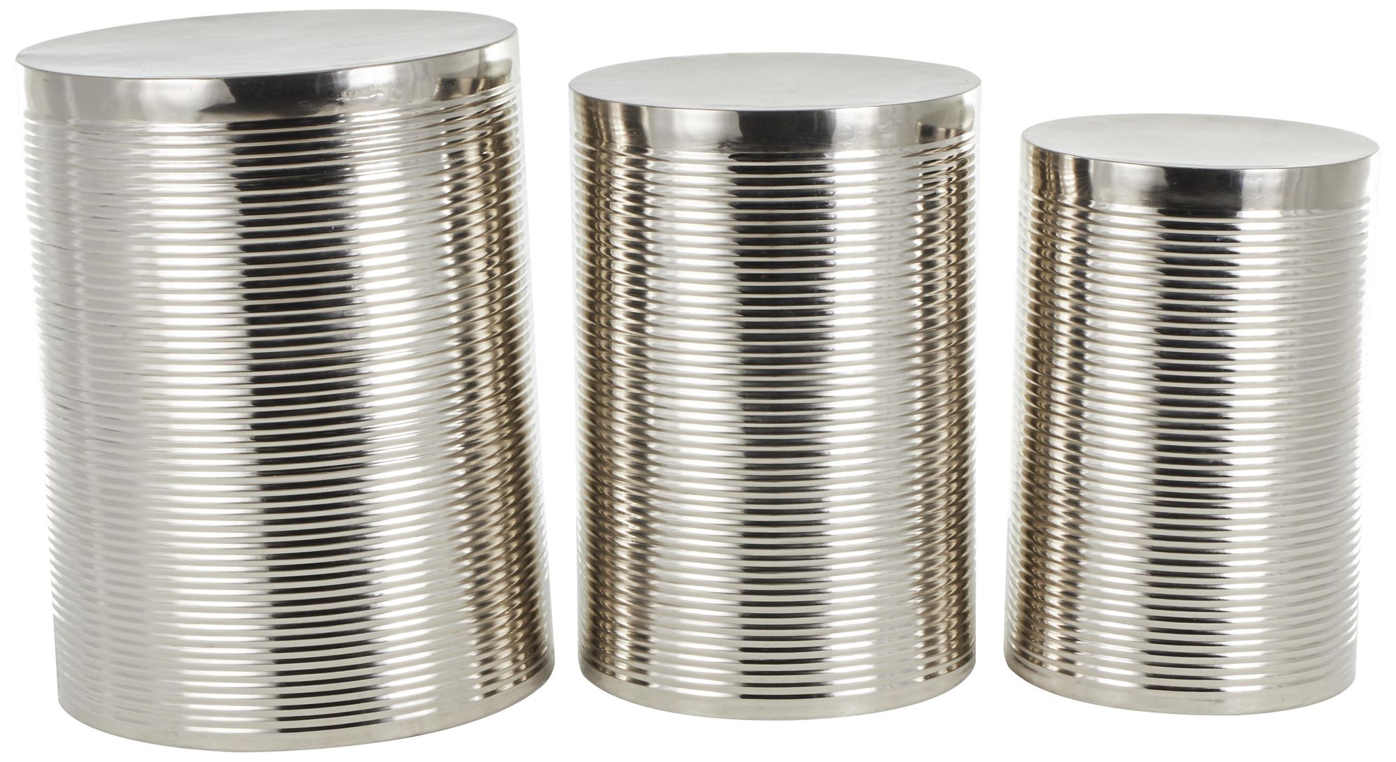 Silver Metal Contemporary Accent Table, S/3 24", 22", 20"H - #0769X | Lamps Plus