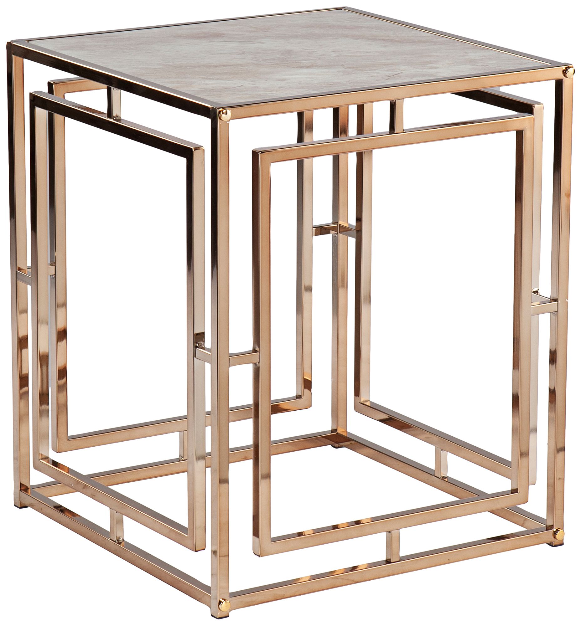 Simondley 19 1/2" Wide Champagne Gold Metal End Table - #90W53 | Lamps Plus