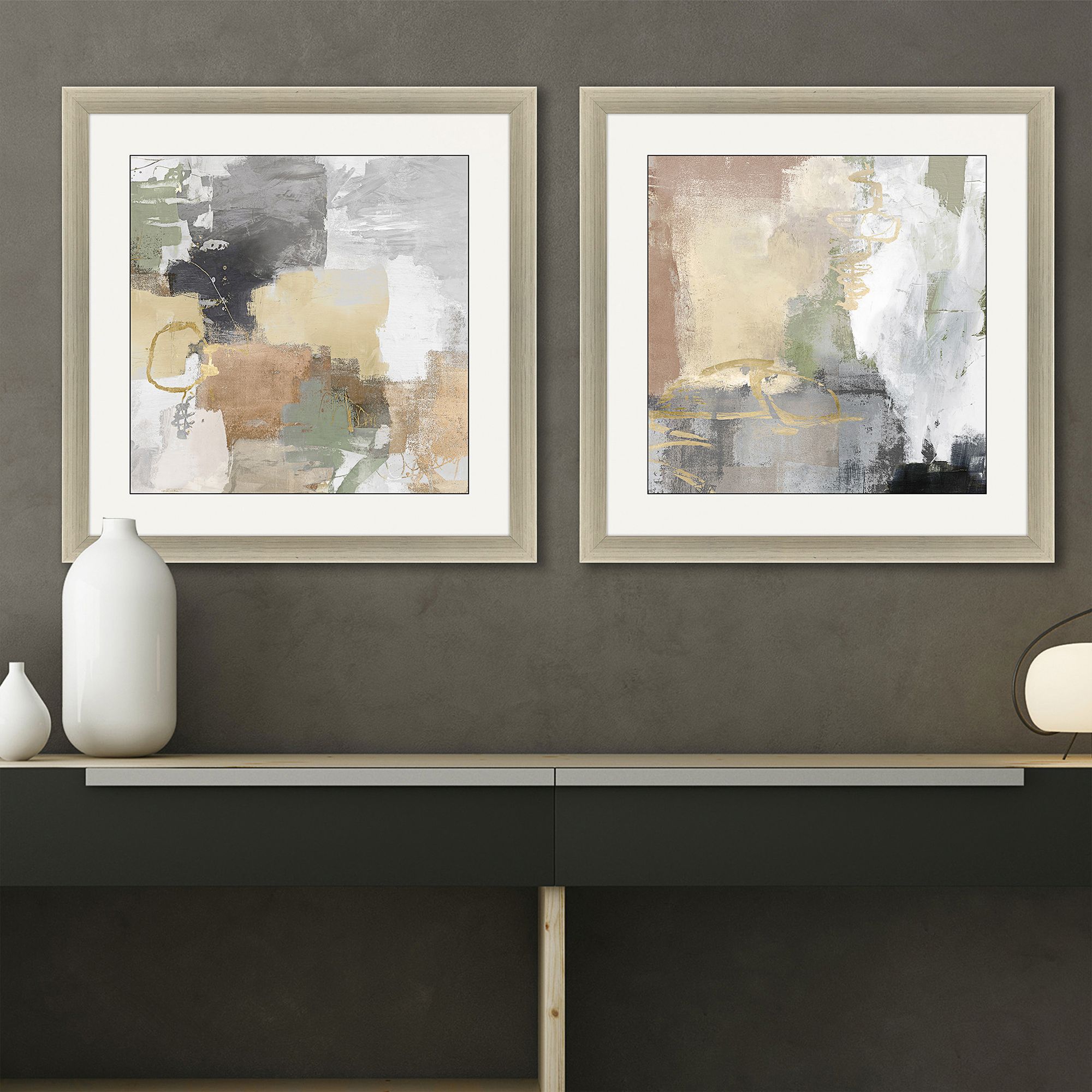 Simple Impression II 26" Square 2-Piece Framed Wall Art Set - #101J3 ...
