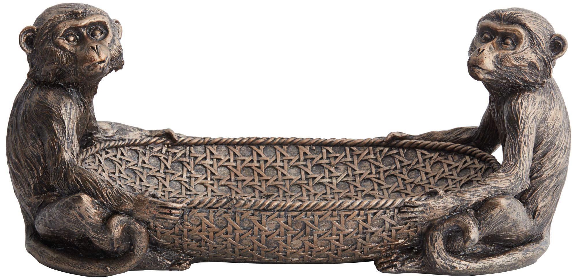 Sitting Monkeys 13 1/2" Wide Bronze Decorative Tray - #82E95 | Lamps Plus