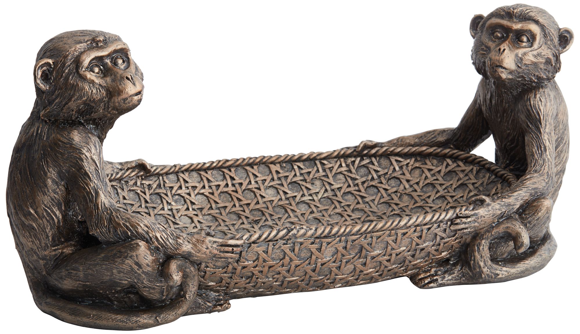 Sitting Monkeys 13 1/2" Wide Bronze Decorative Tray - #82E95 | Lamps Plus