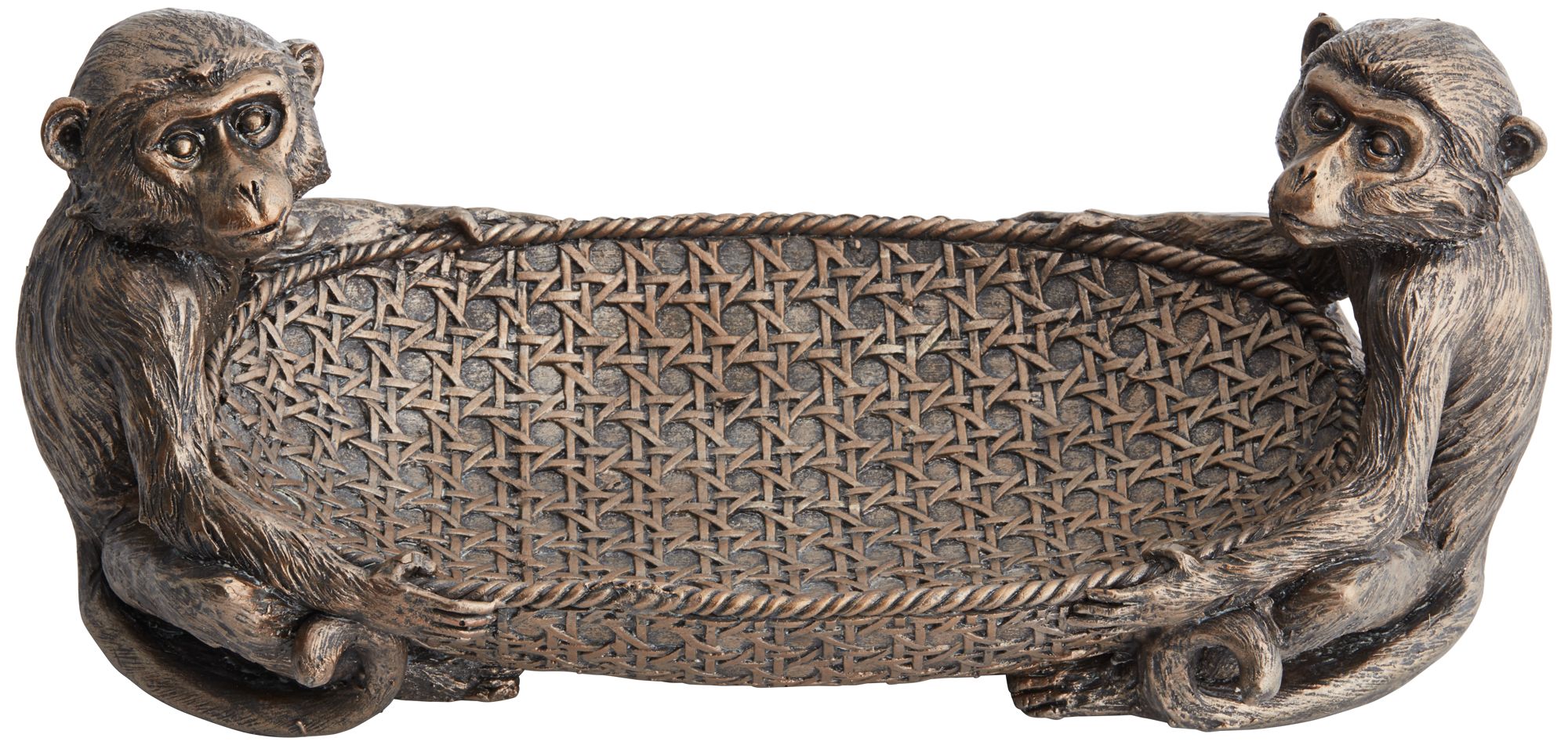 Sitting Monkeys 13 1/2" Wide Bronze Decorative Tray - #82E95 | Lamps Plus