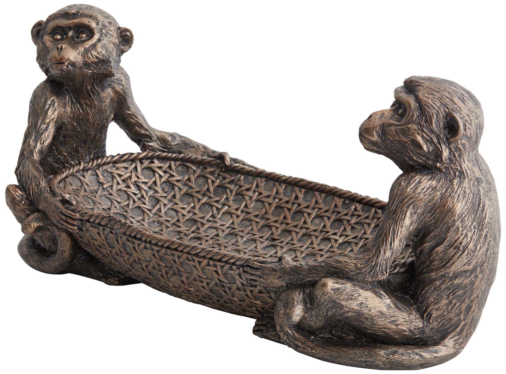 Sitting Monkeys 13 1/2" Wide Bronze Decorative Tray - #82E95 | Lamps Plus