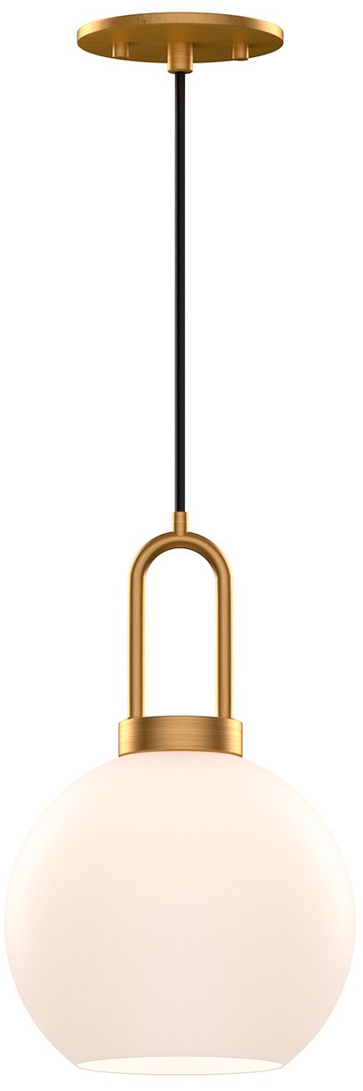 Soji 8" Wide Aged Gold and Opal Glass Mini Pendant - #9860G | Lamps Plus
