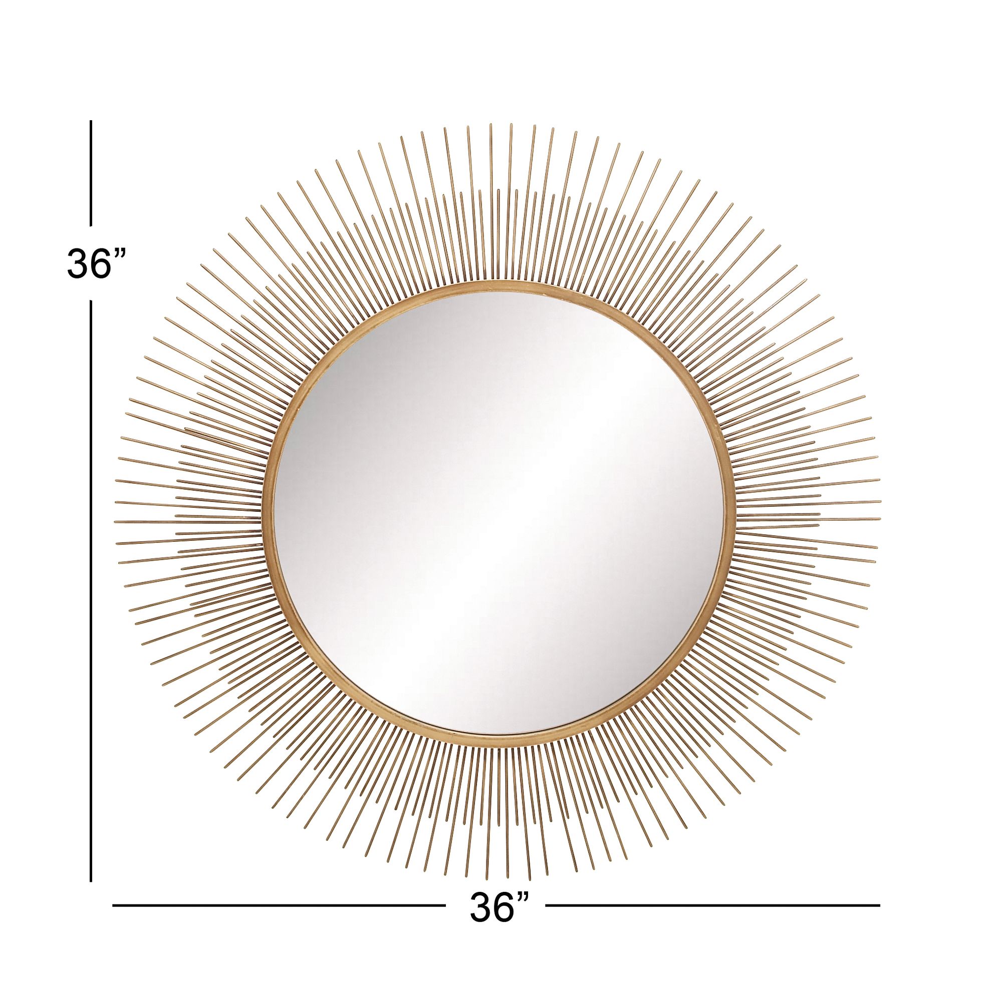 Solara Matte Gold Metal 36" Round Sunburnt Wall Mirror - #648P3 | Lamps ...