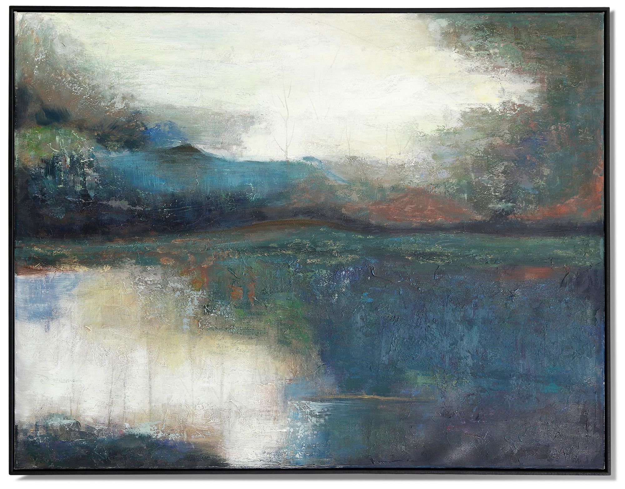 Somber Solstice - Hand Painted Oil - Peaceful Blue Abstract Wall Art ...