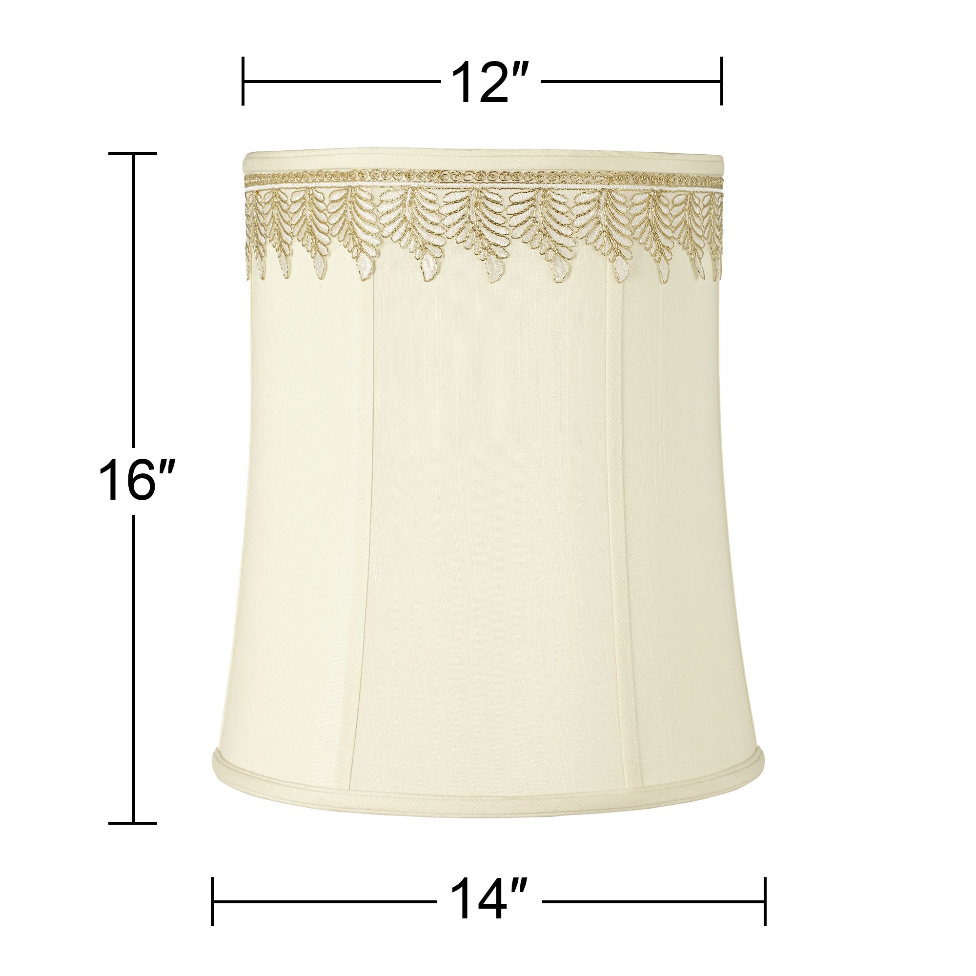 Embroidered Leaf Drum Shade 12x14x16 Spider Fit - #17G87 | Lamps Plus