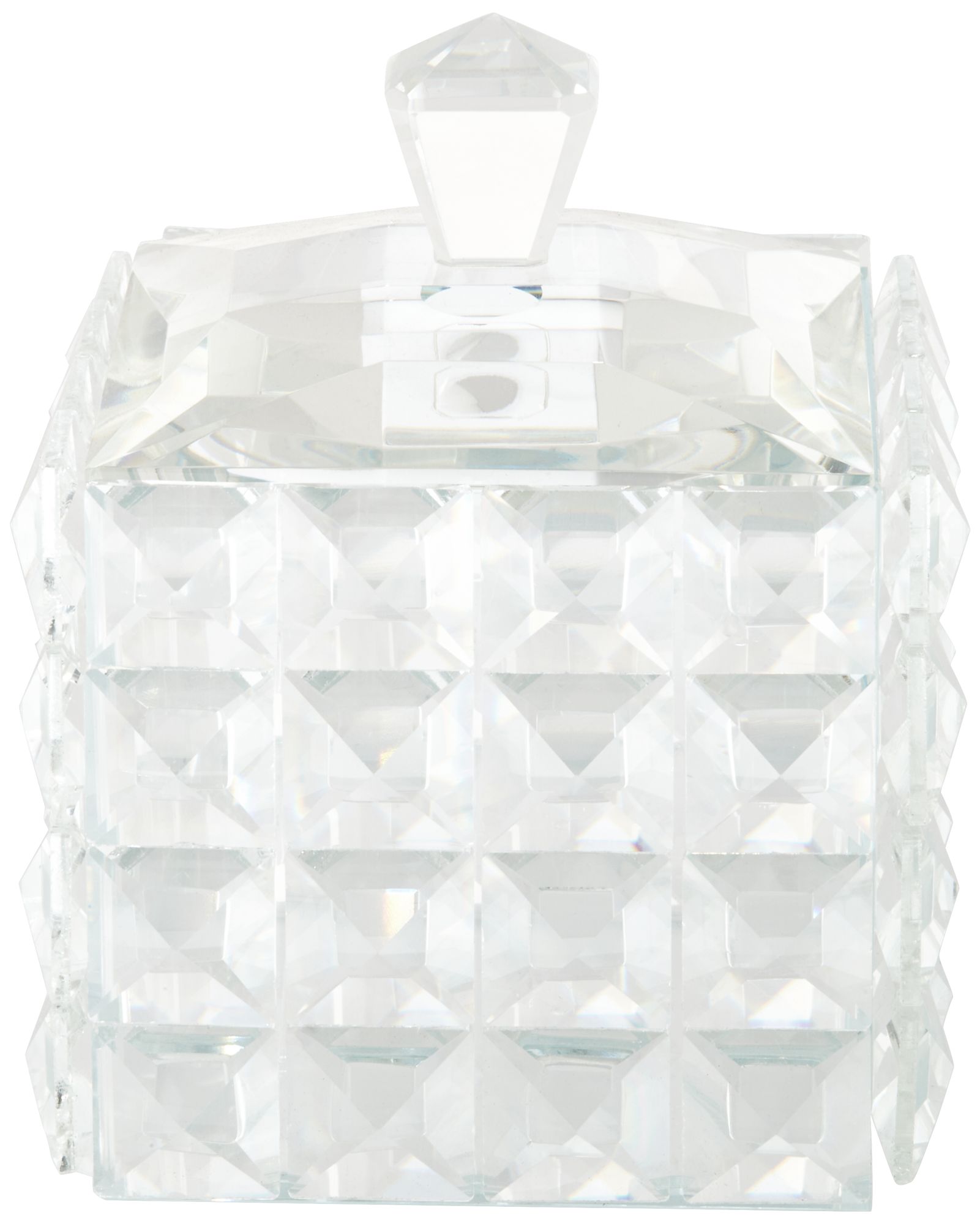 Square Facet 6 1/2" High Clear Glass Jewelry Box with Lid - #166T0 ...