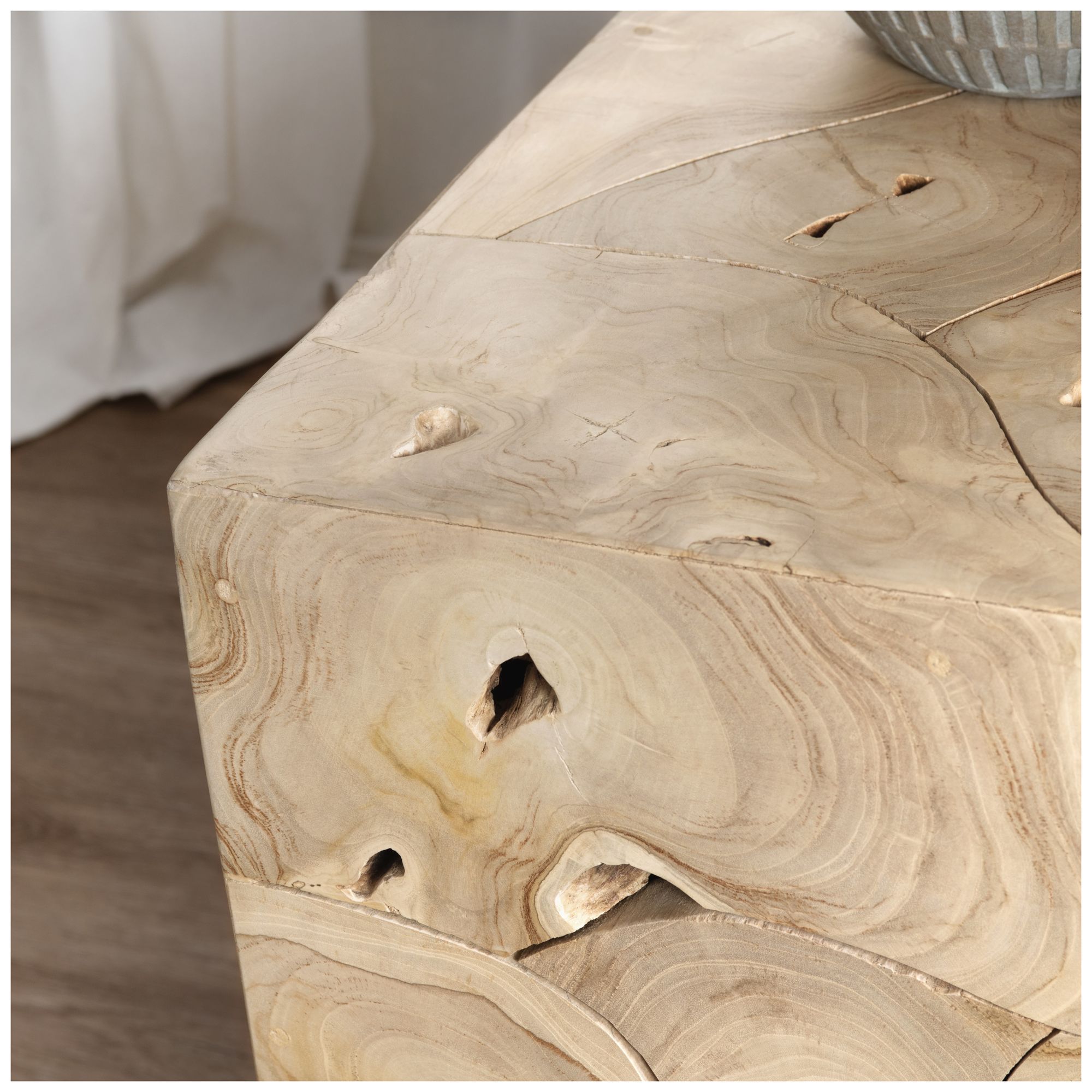 Square Tan Solid Wood Accent End Table - #1100X | Lamps Plus