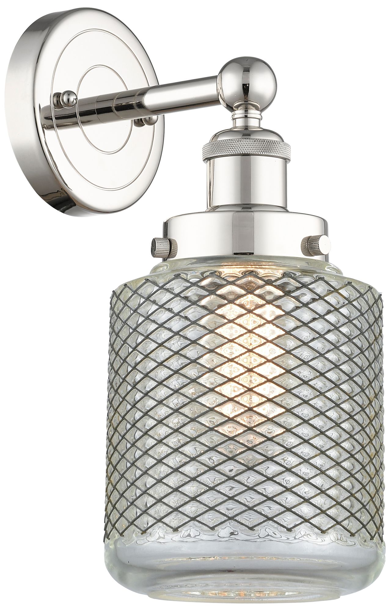 Stanton 11.5"High Polished Nickel Sconce With Clear Crackle Shade ...