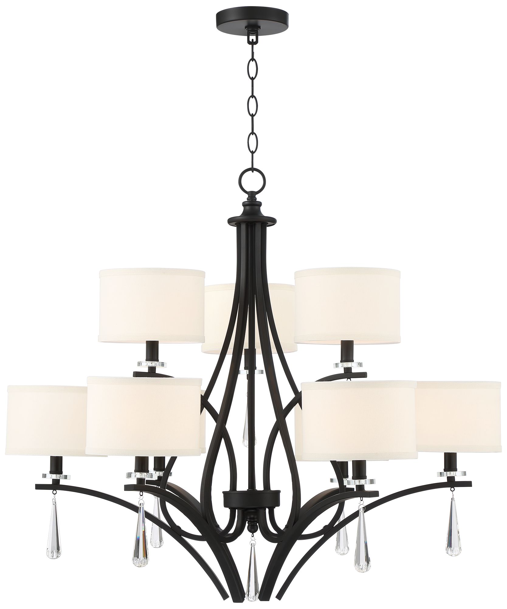 Stiffel Quintana 30 1/2" Wide Black 9-Light Shade Chandelier - #99R04 ...