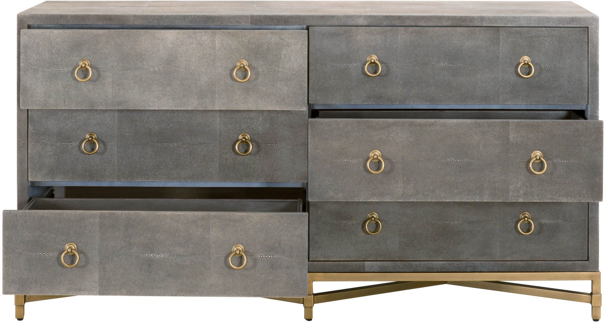Strand 68" Wide Gray Faux Shagreen 6-Drawer Double Dresser - #86J32 ...