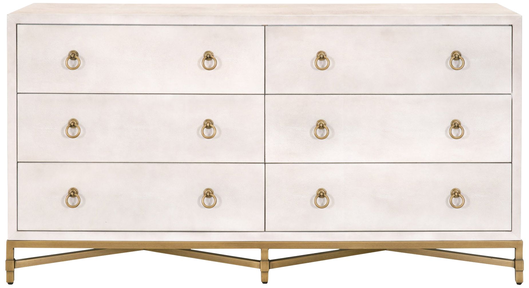 Strand 68" Wide White Faux Shagreen 6-Drawer Double Dresser - #86J33 ...