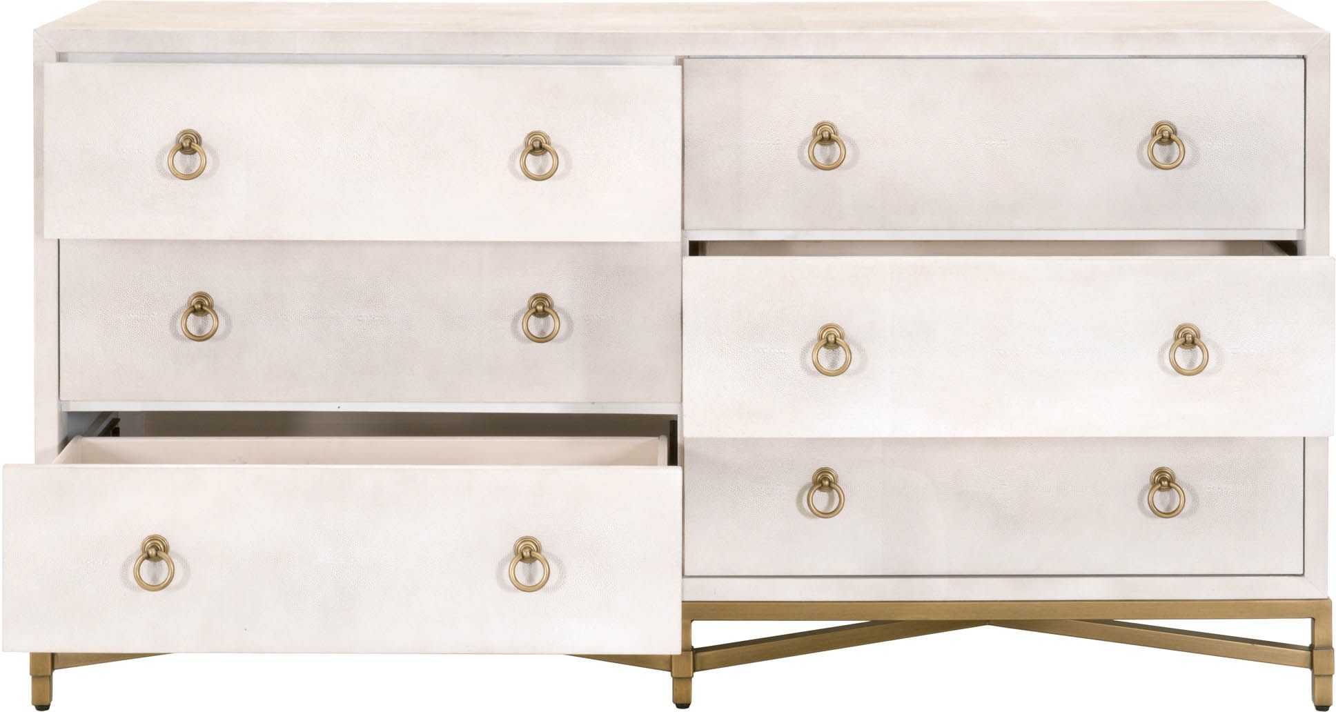 Strand 68" Wide White Faux Shagreen 6-Drawer Double Dresser - #86J33 ...