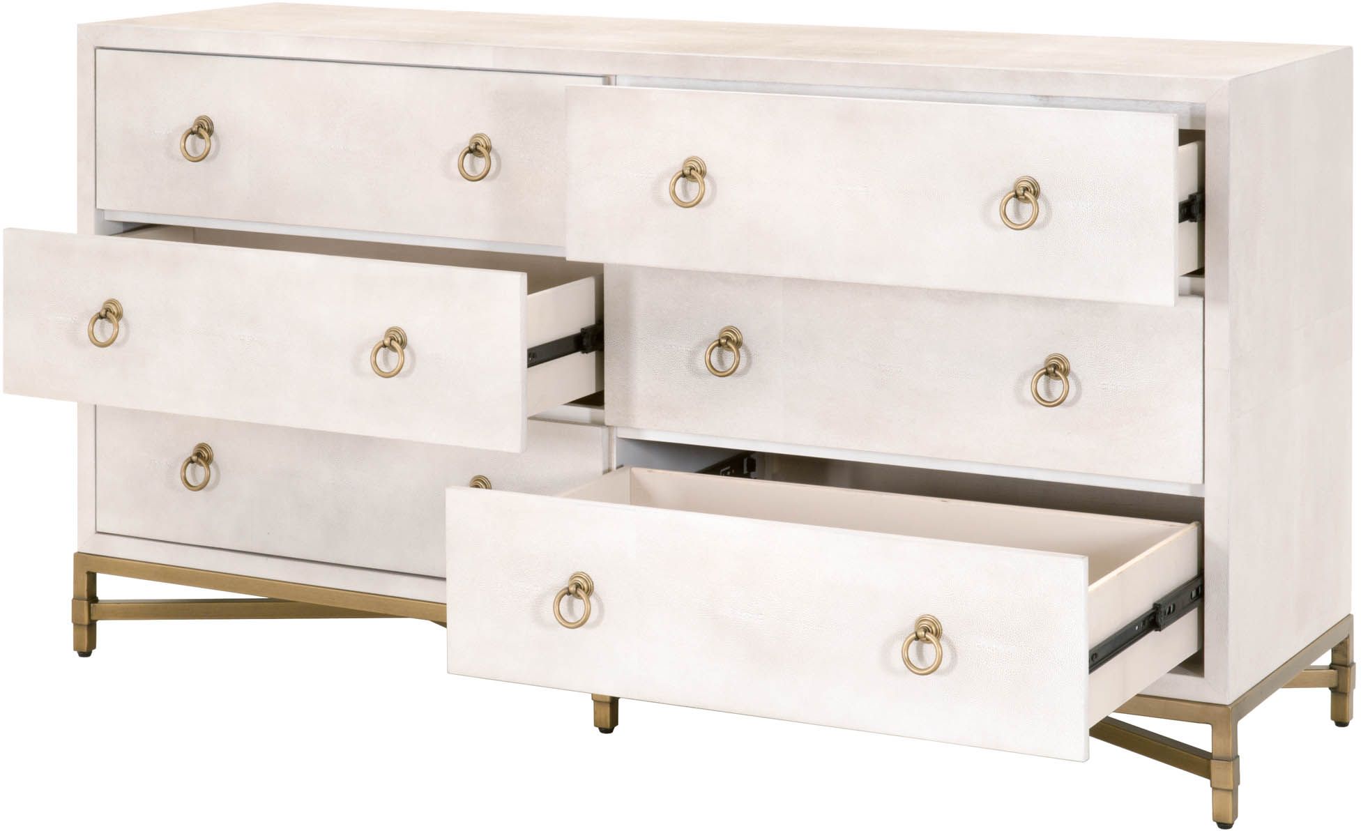 Strand 68" Wide White Faux Shagreen 6-Drawer Double Dresser - #86J33 ...