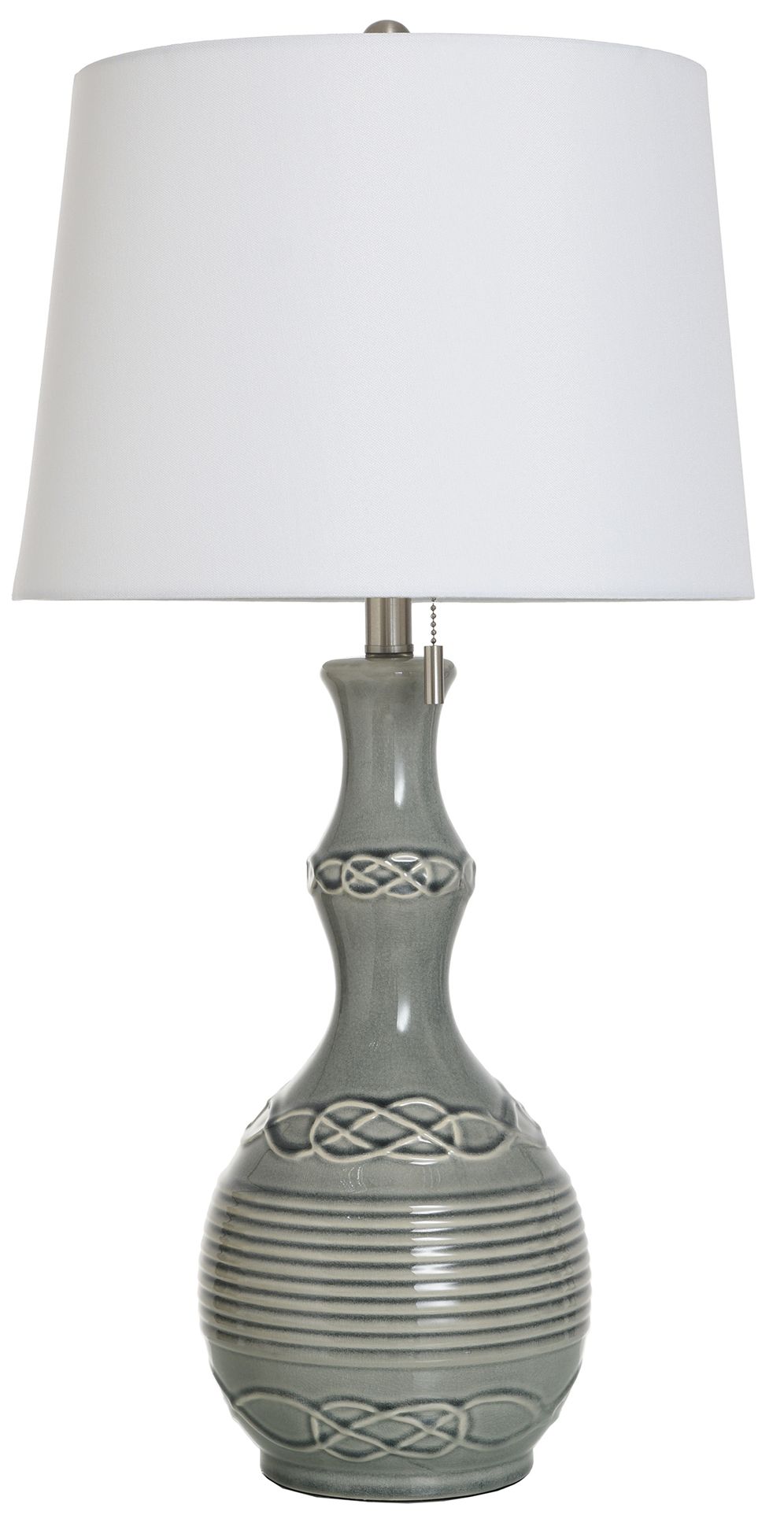 StyleCraft 30" High Gloss Light Sage Ceramic Table Lamp w/ White Shade ...