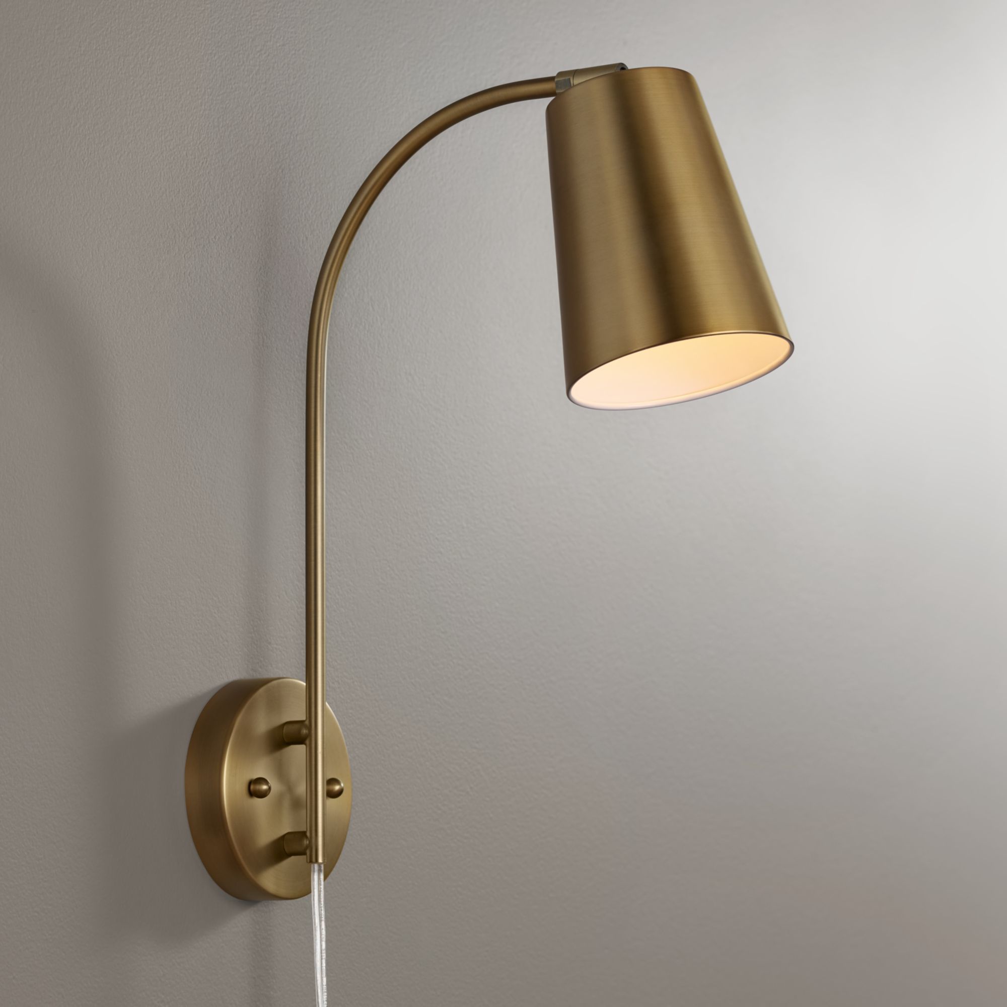 Sully Warm Brass Plug-In Wall Lamps Set of 2 - #610N1 | Lamps Plus