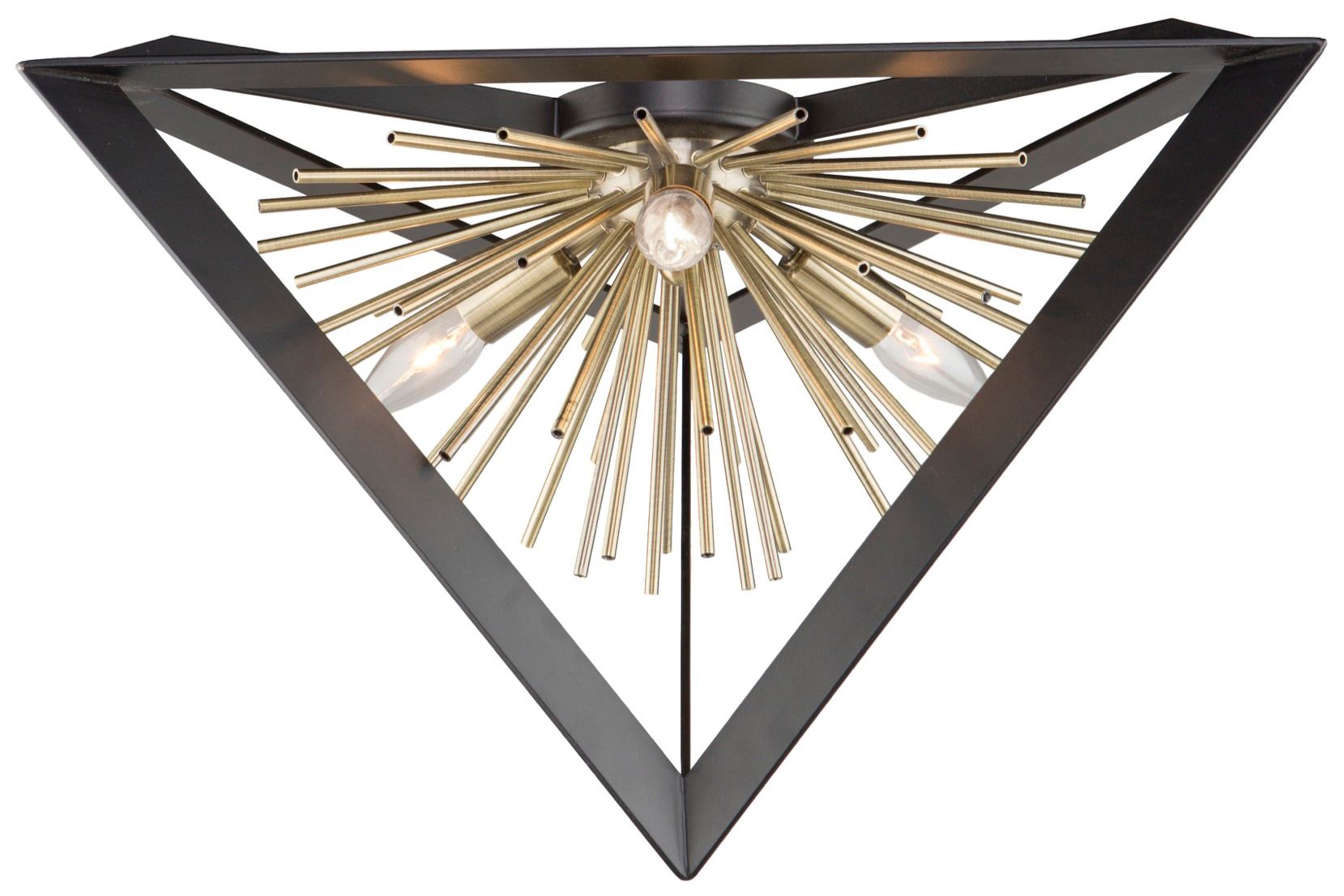 Sunburst 20 1/2" Wide Black and Brass 3-Light Ceiling Light - #73N27 ...