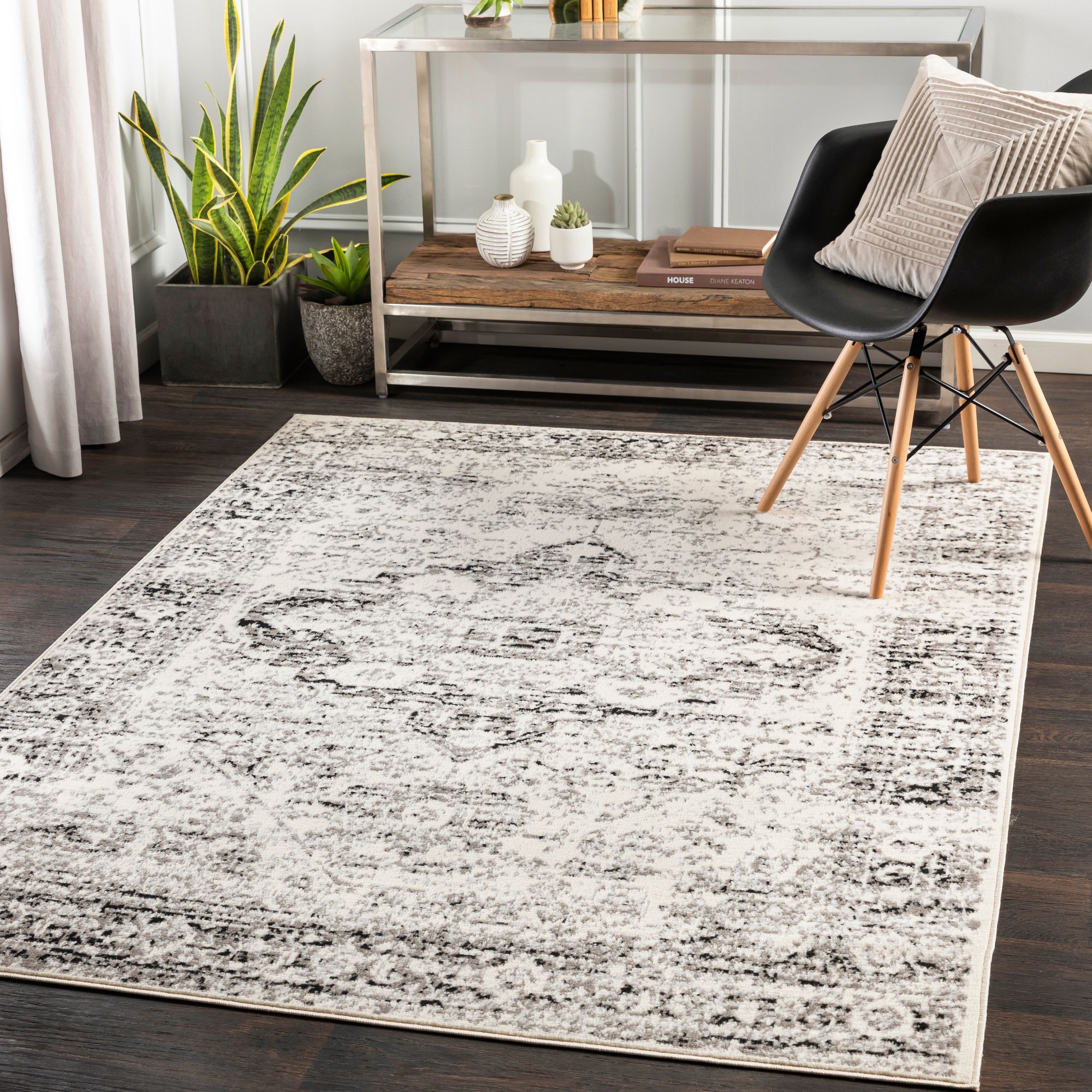 Surya Pisa PSS-2307 Medium Gray and Black Area Rug - #93R73 | Lamps Plus