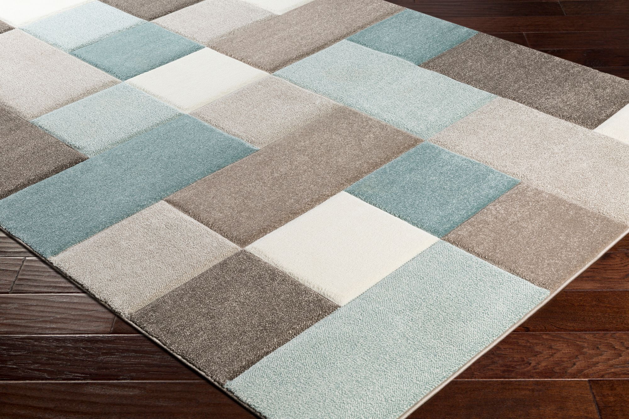 Surya Santa Monica SAC-2300 Aqua and Brown Area Rug - #87R05 | Lamps Plus